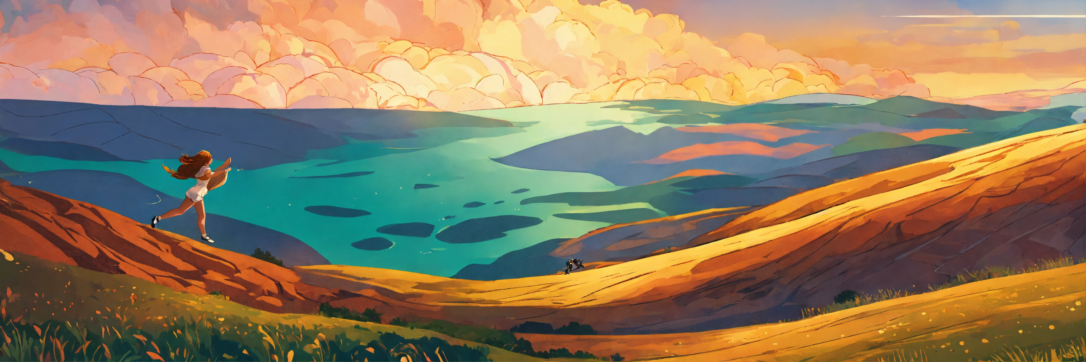 Lexica - Illustration of women jumping through dimensions, panoramic ...