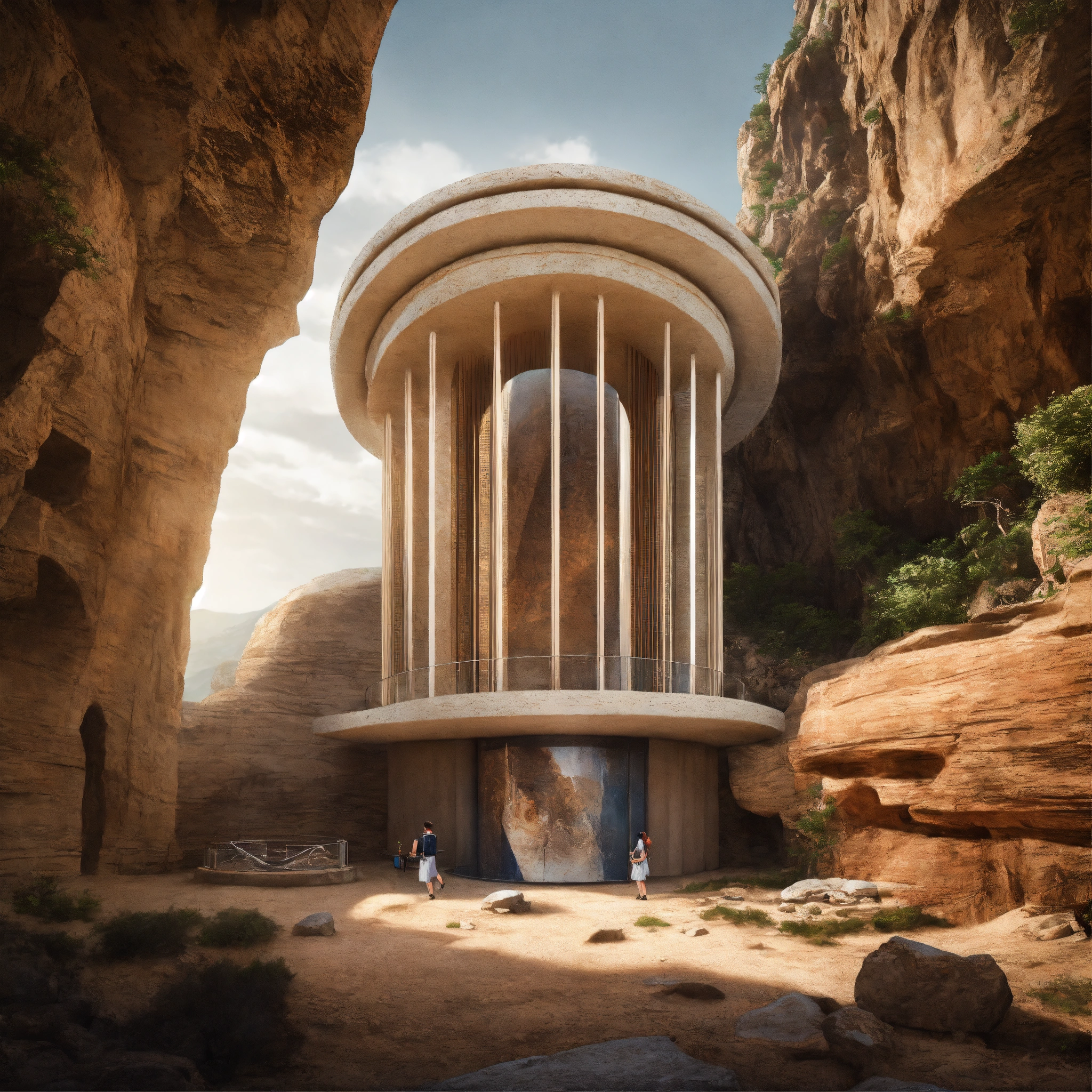 Lexica - Futuristic temple inspired by ancient greece and rome carved ...