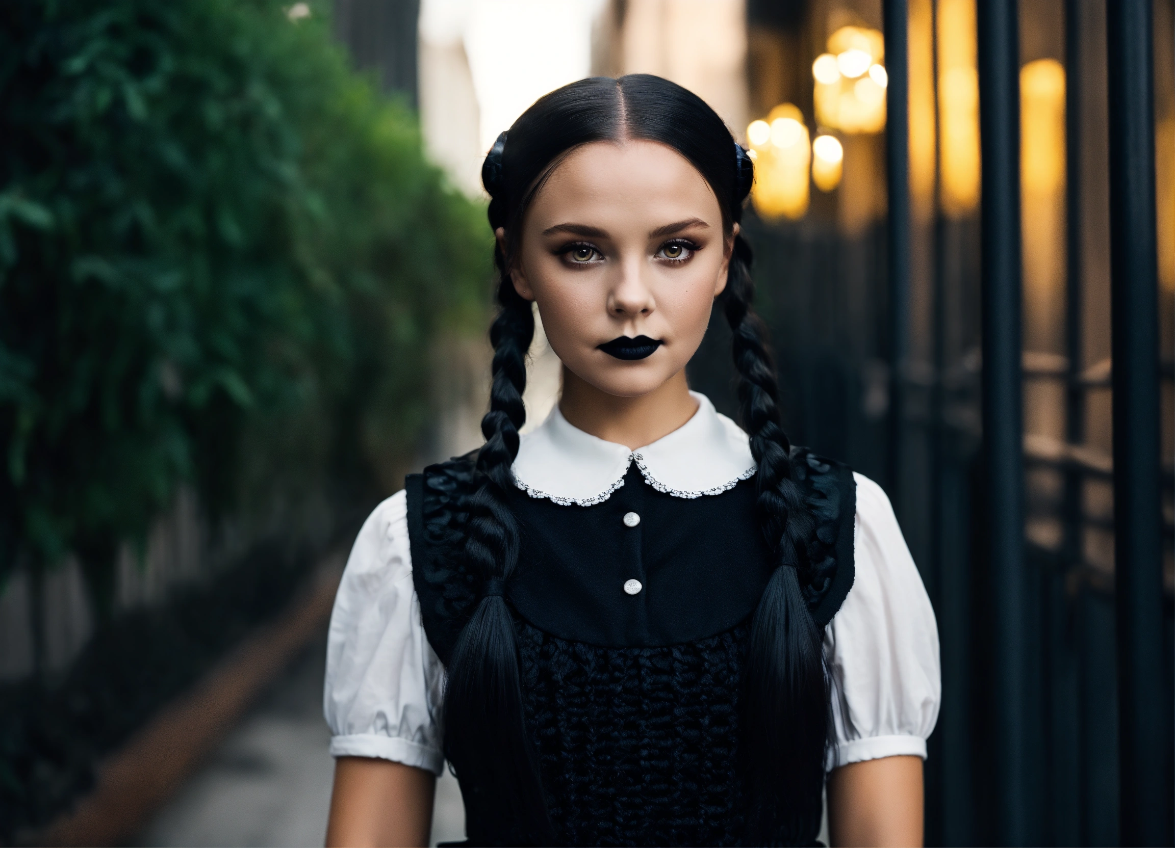 Lexica - Wednesday addams from the series, black hair braided in two ...