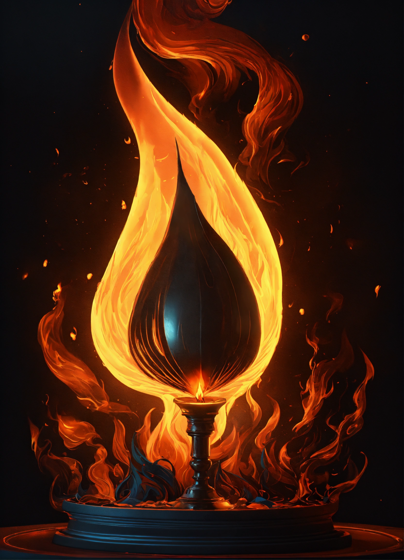 Lexica - Cartoon drawing a flame, surreal, solid black background, high ...