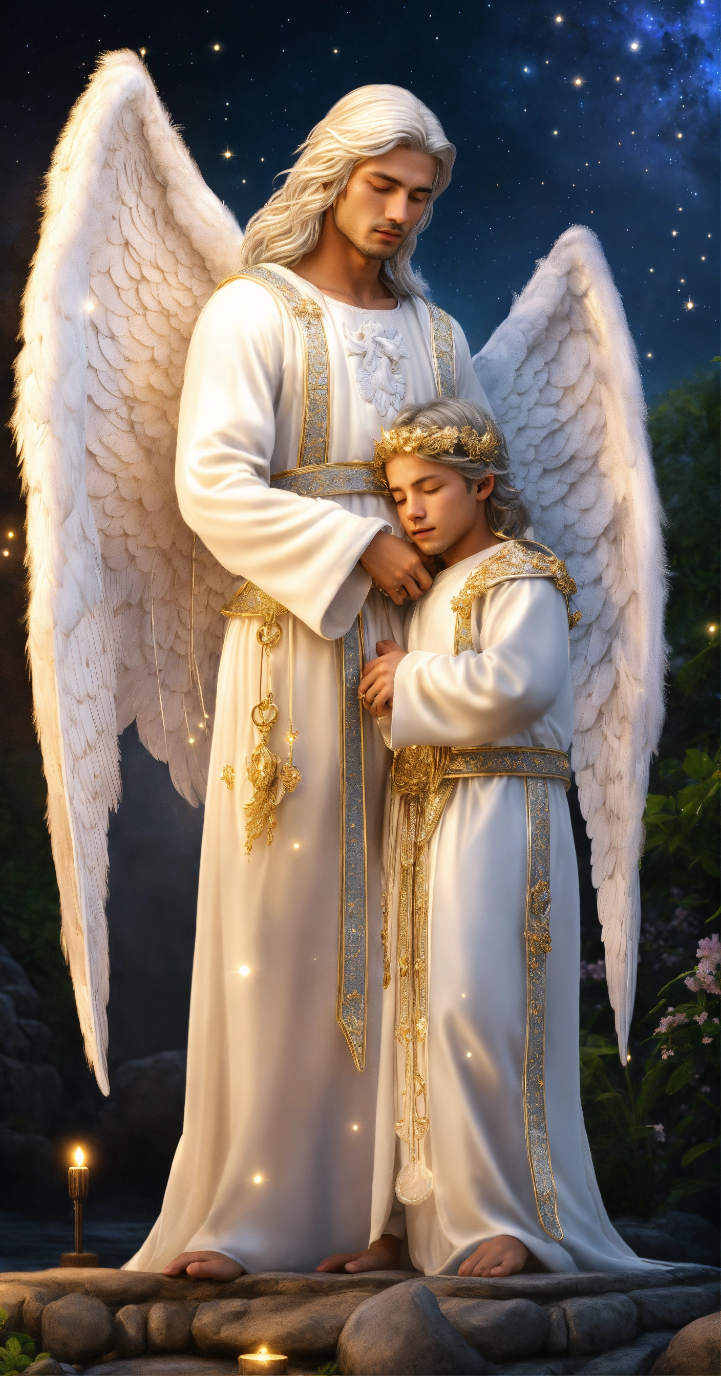 Lexica - 2 male guardian angels with detailed and luminous white angel ...
