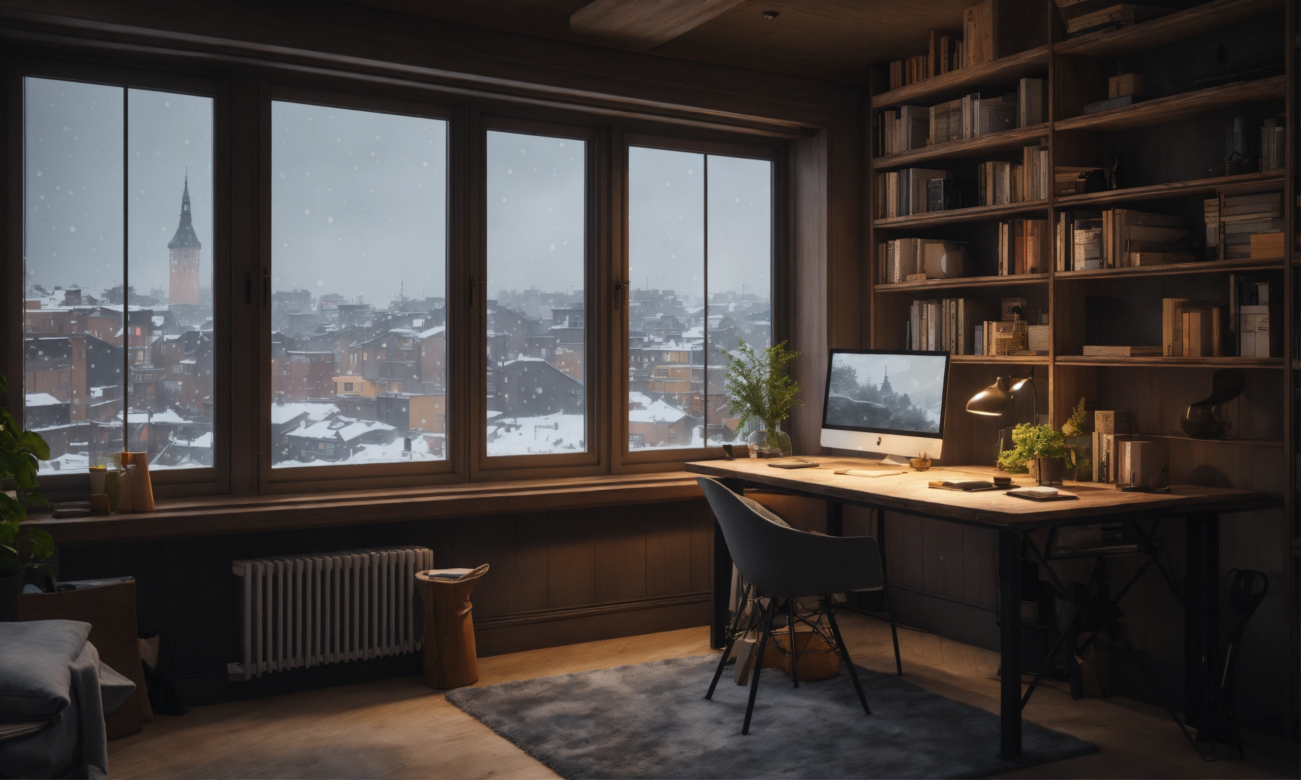Lexica - Study room in apartment stockholm with dark/washed wooden ...