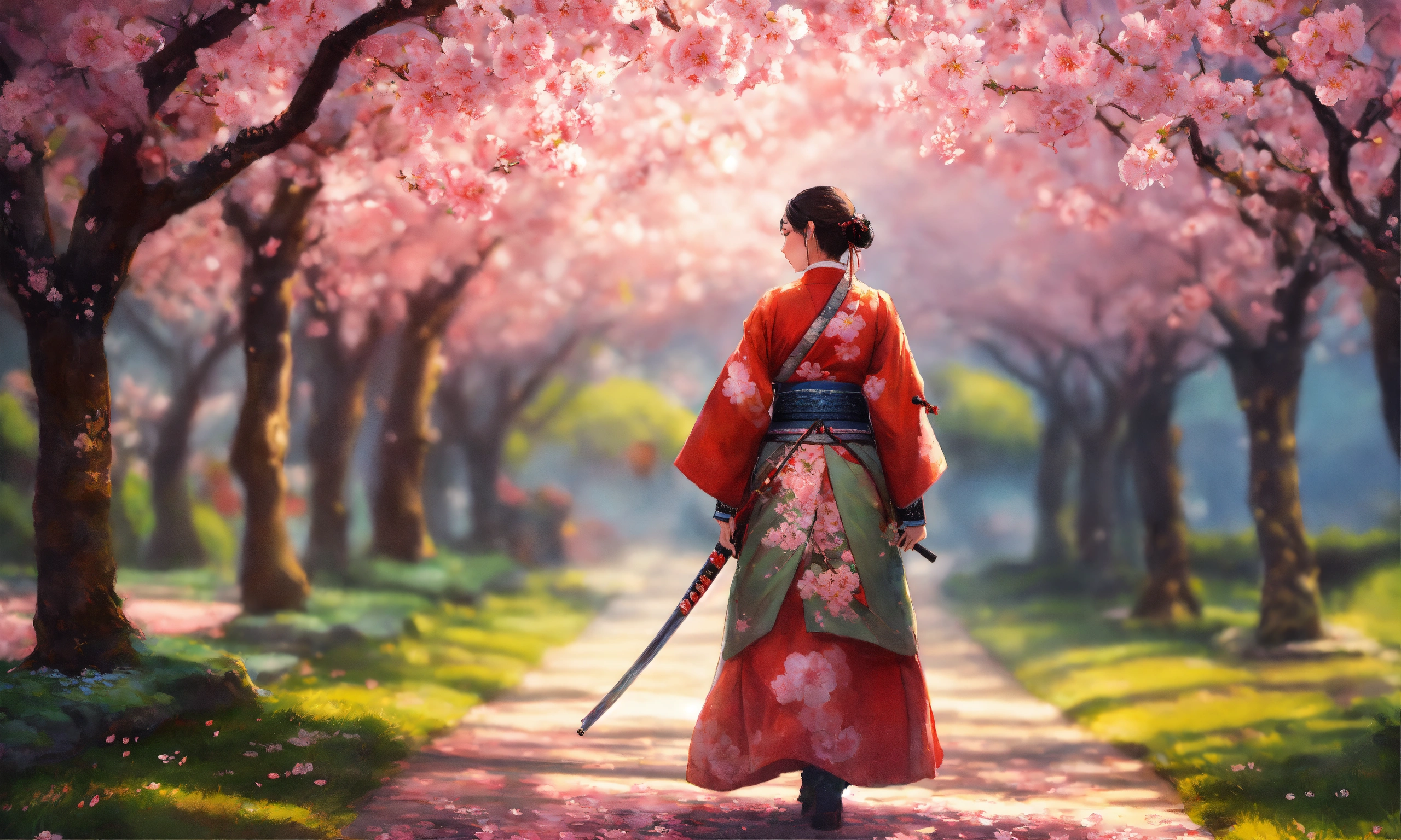 Lexica - IMPRESSIONIST STYLE PAINTING OF A FEMALE SAMURAI WARRIOR OF ...