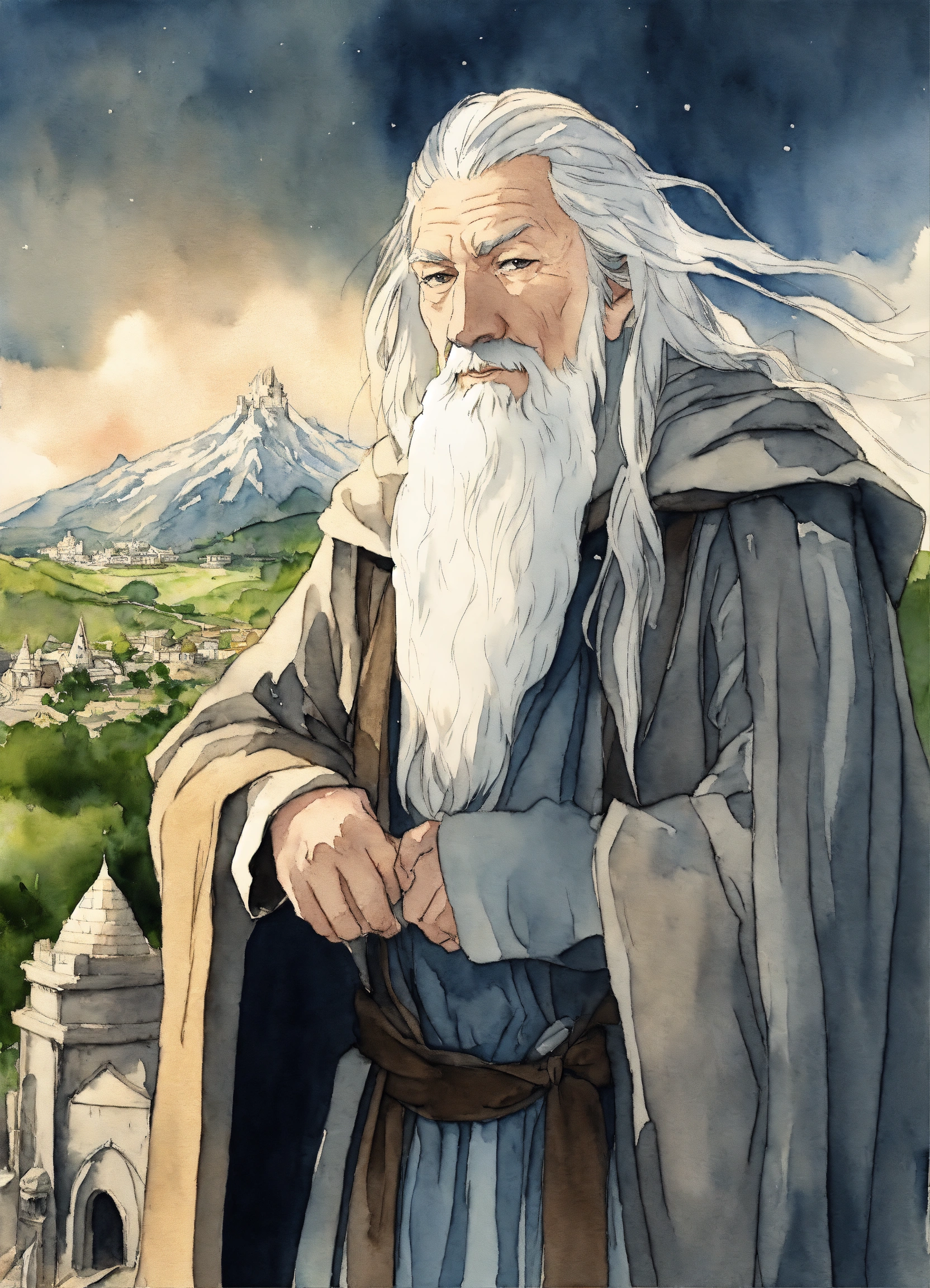Lexica - Gandalf with from LOTR with grey robes in naruto anime drawing ...