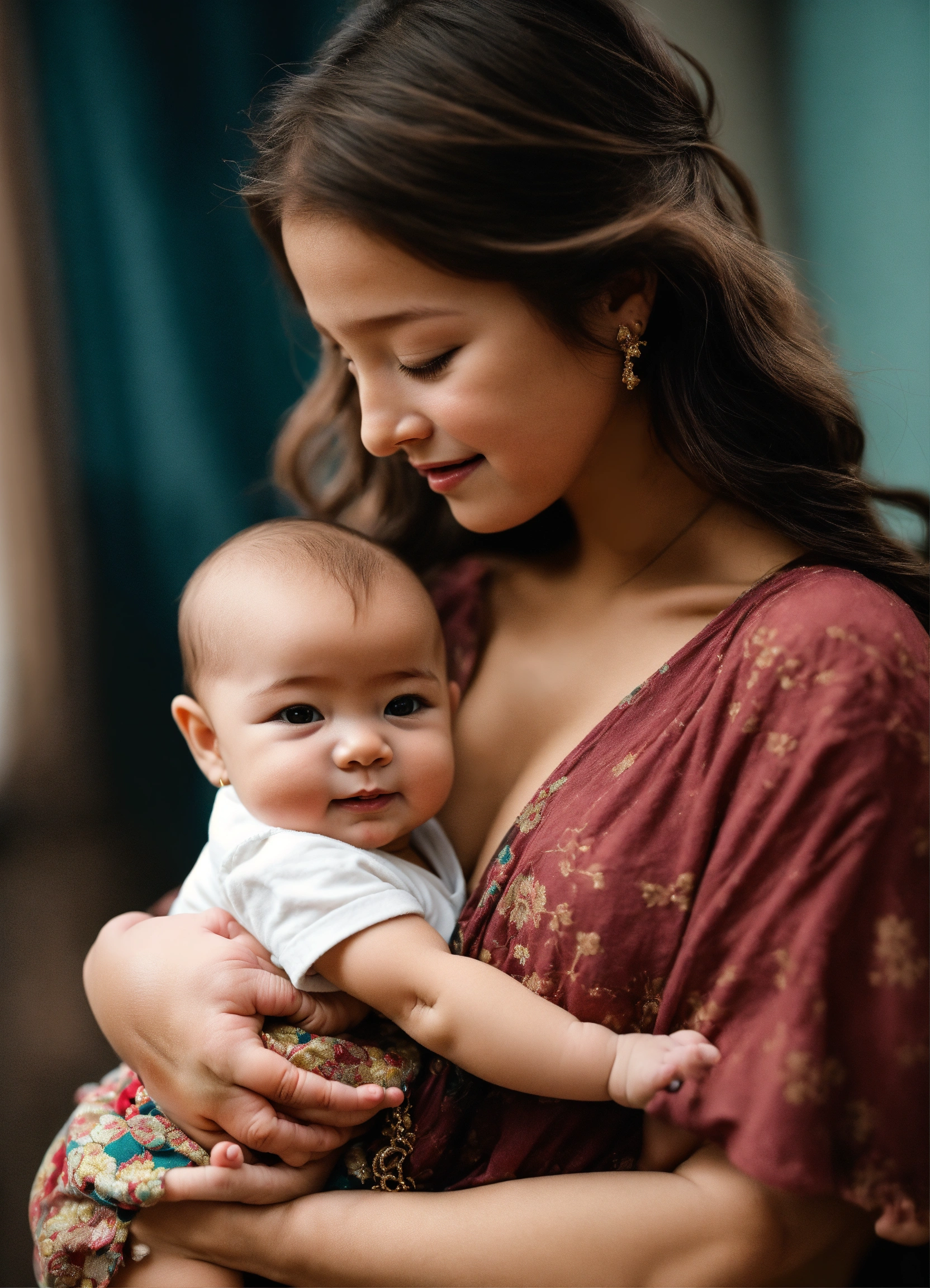 Lexica - Generate a macro image of a baby and a woman, the woman is ...