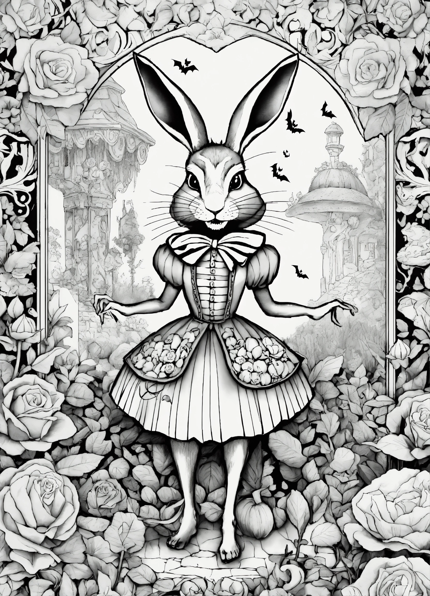 Lexica - HALLOWEEN coloring book for adults, black and white, Alice's ...