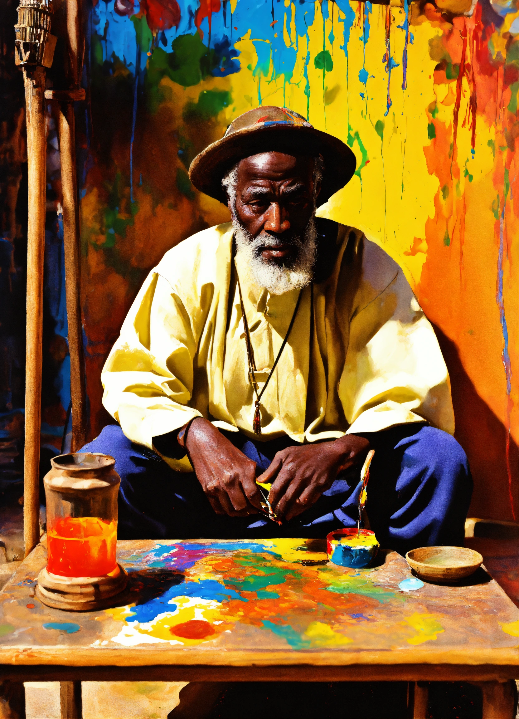 Lexica - African sculptor,African sculptor, a man carving wood,Surreal ...