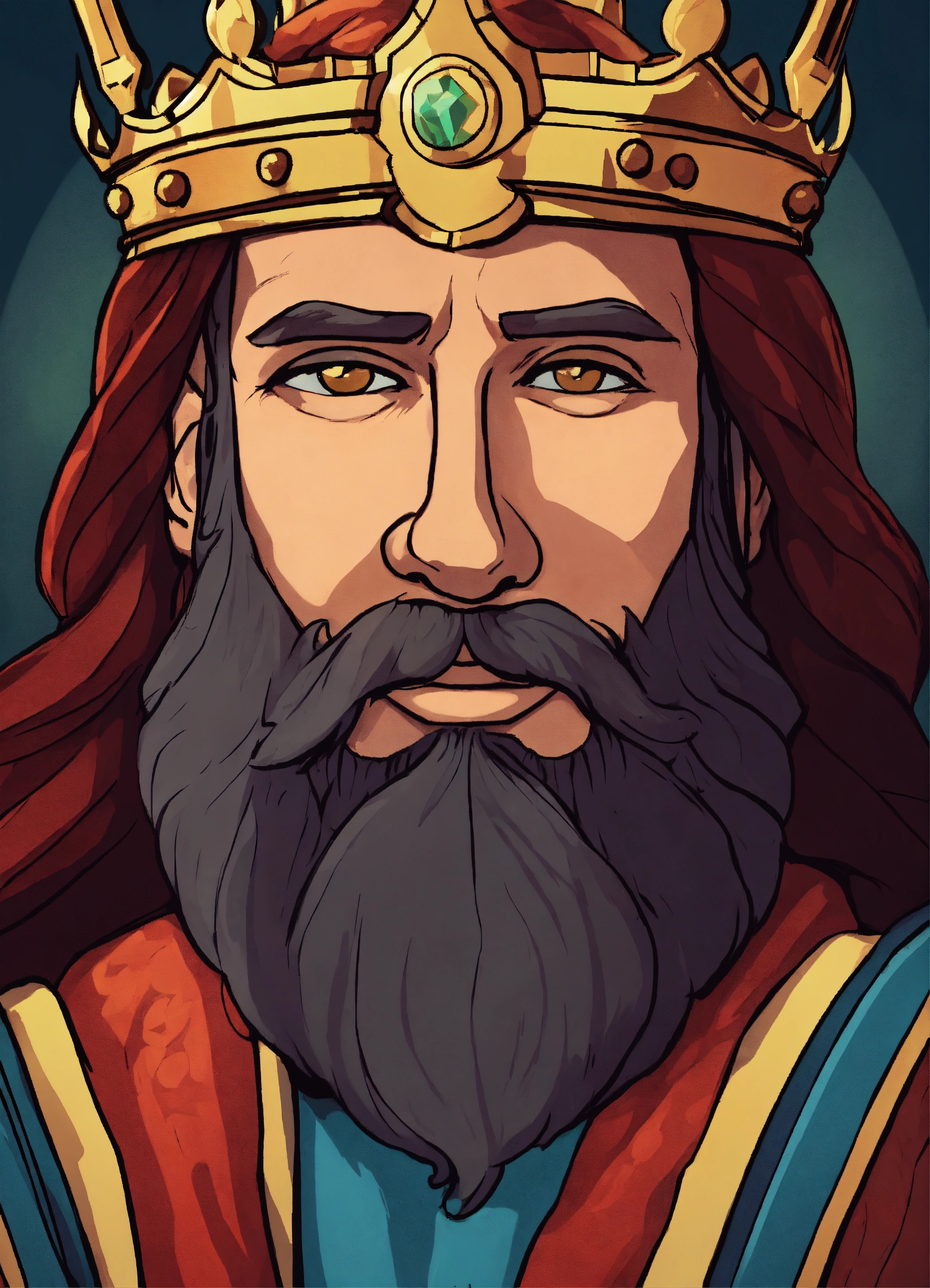 Lexica - King Achish from the bible, 2d cartoon, face closeup