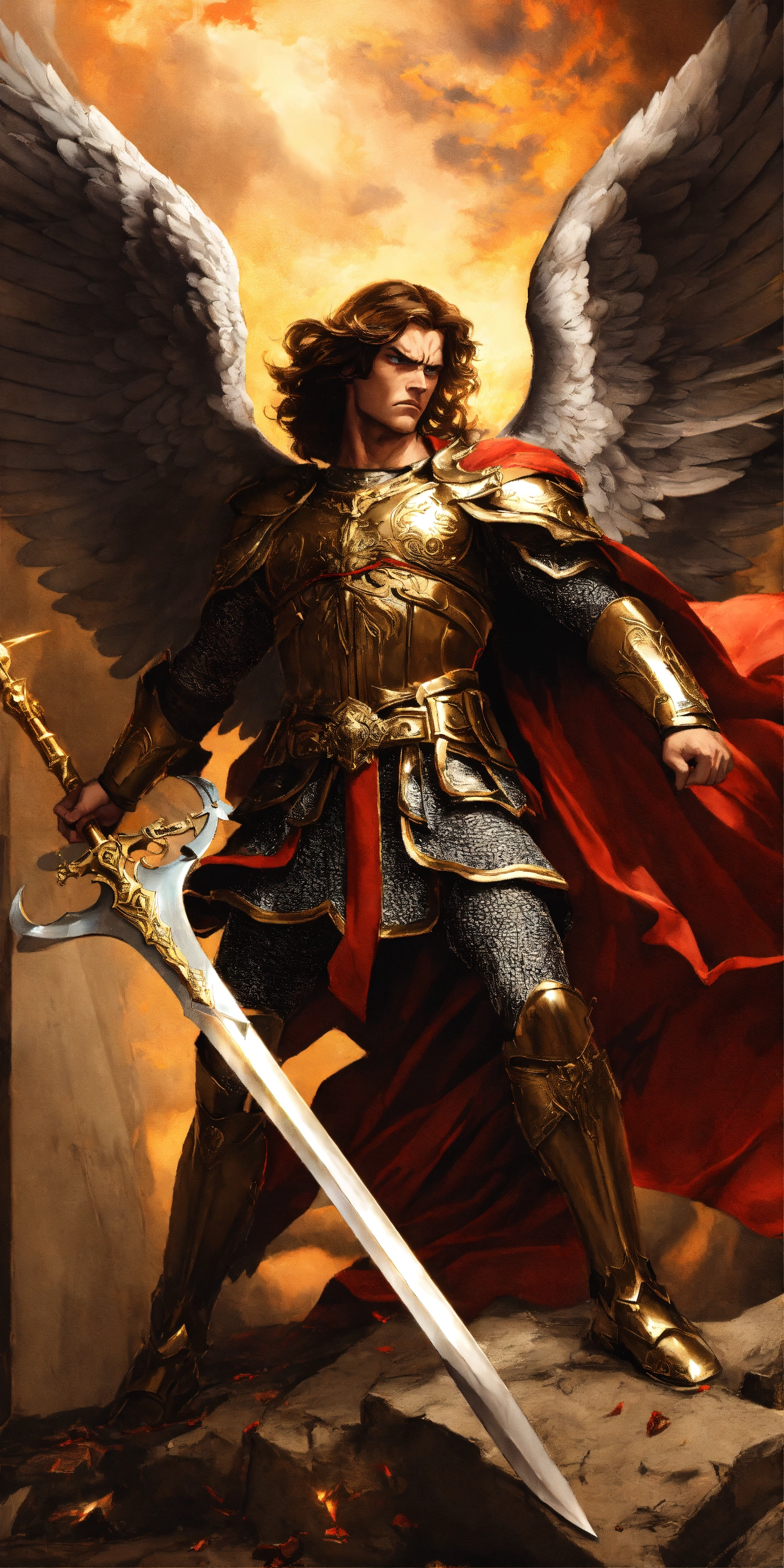 Lexica - Archangel michael angry, with a great sword