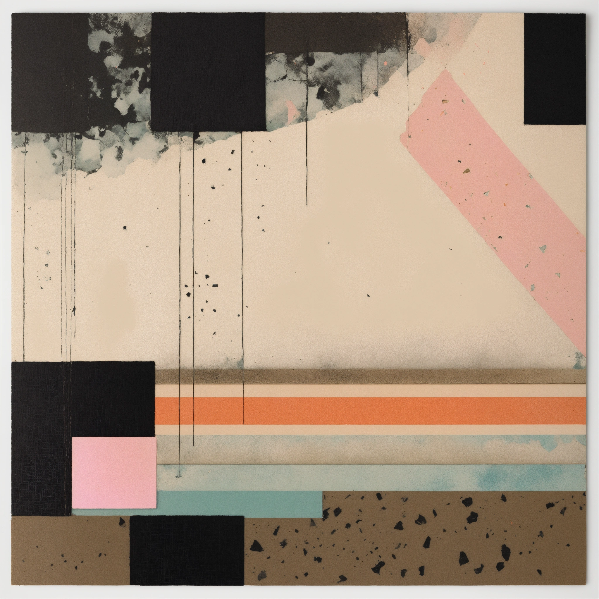 Lexica - Album cover, Fragments, riso design, texture, pastels cream black,