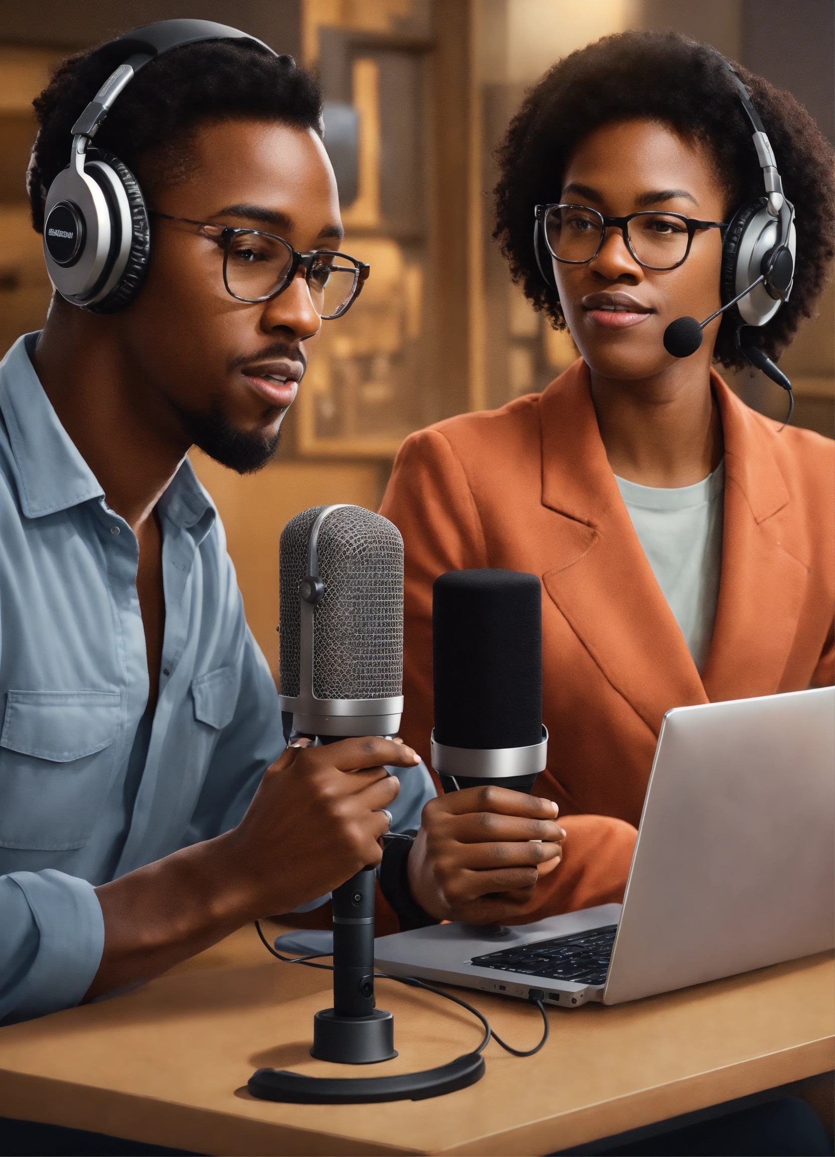 Lexica - A white man and a black woman teaching a group of people from ...