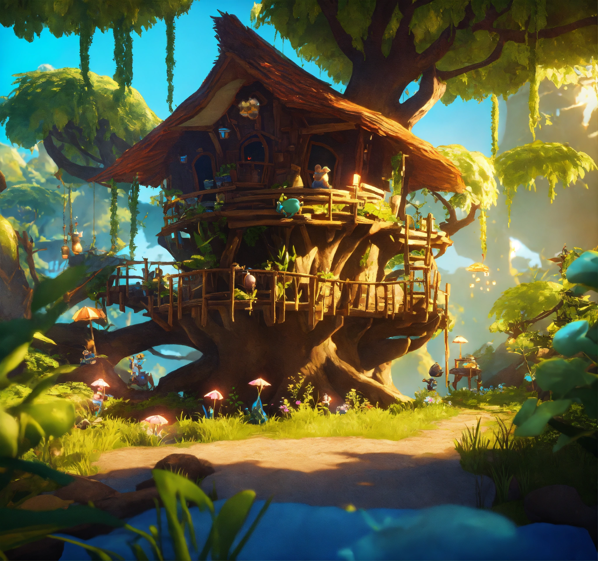Lexica - MMO game with online players. treehouse. Ori. game with frogs ...