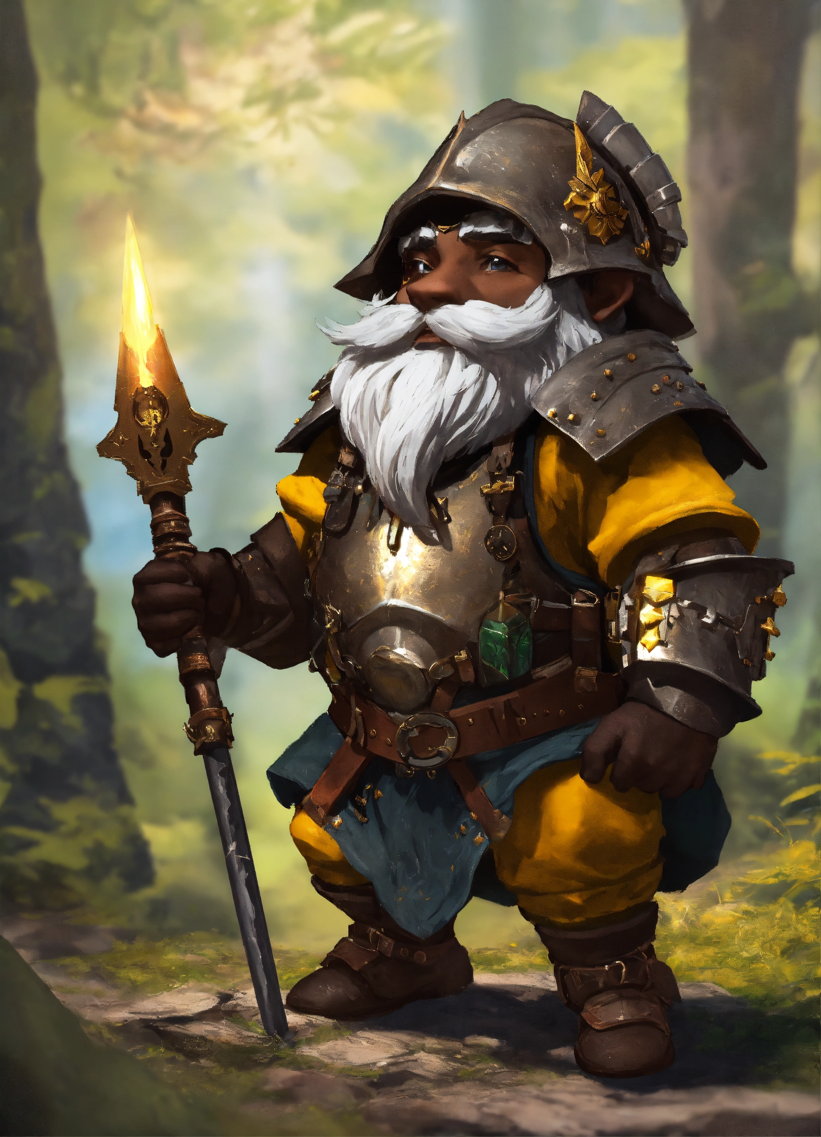 Lexica - Armorer artificer rock gnome with black skin, on a heavy dark ...
