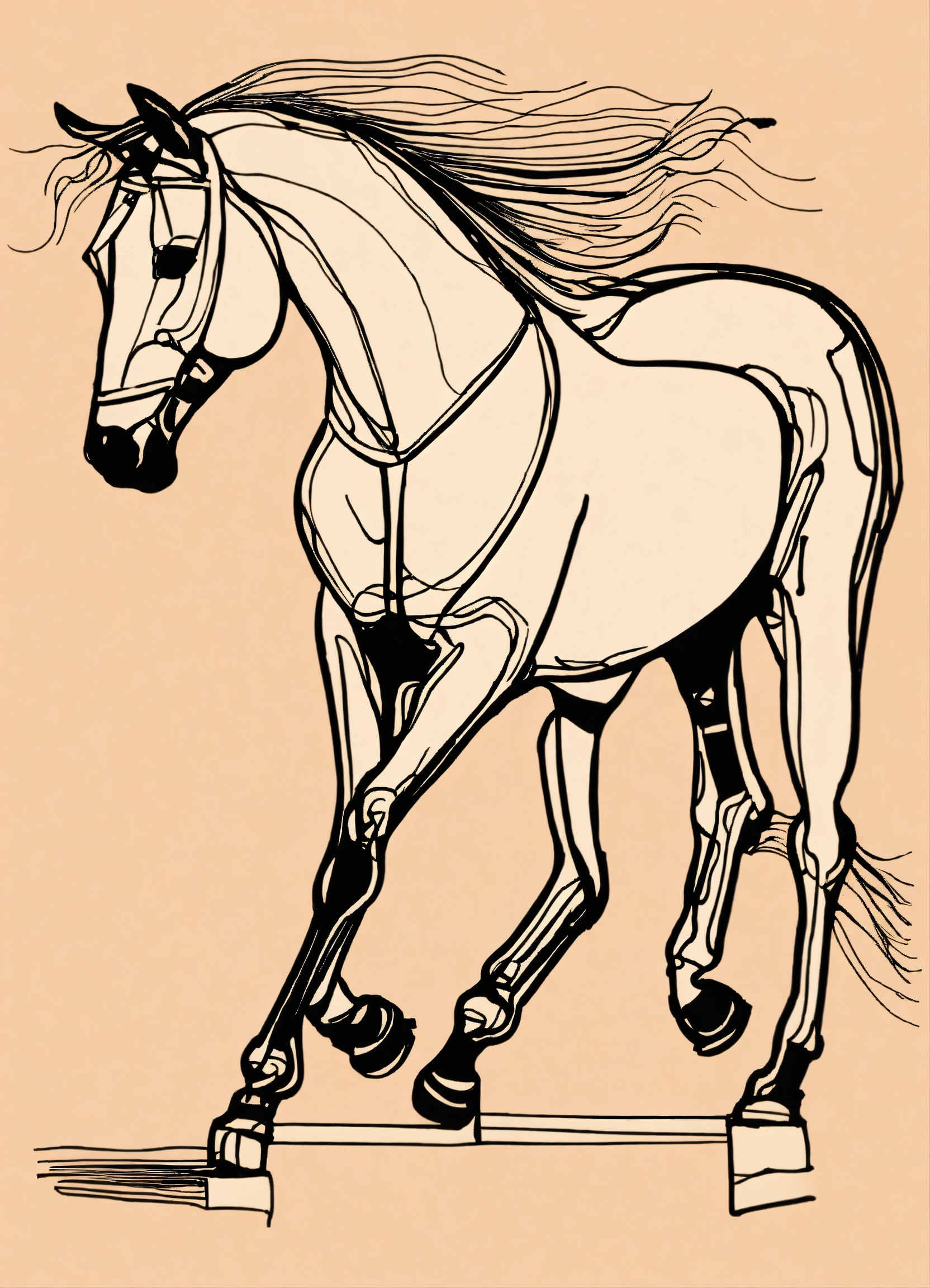Lexica - Horse, one line drawing, bold sketch inspired by bauhaus and ...