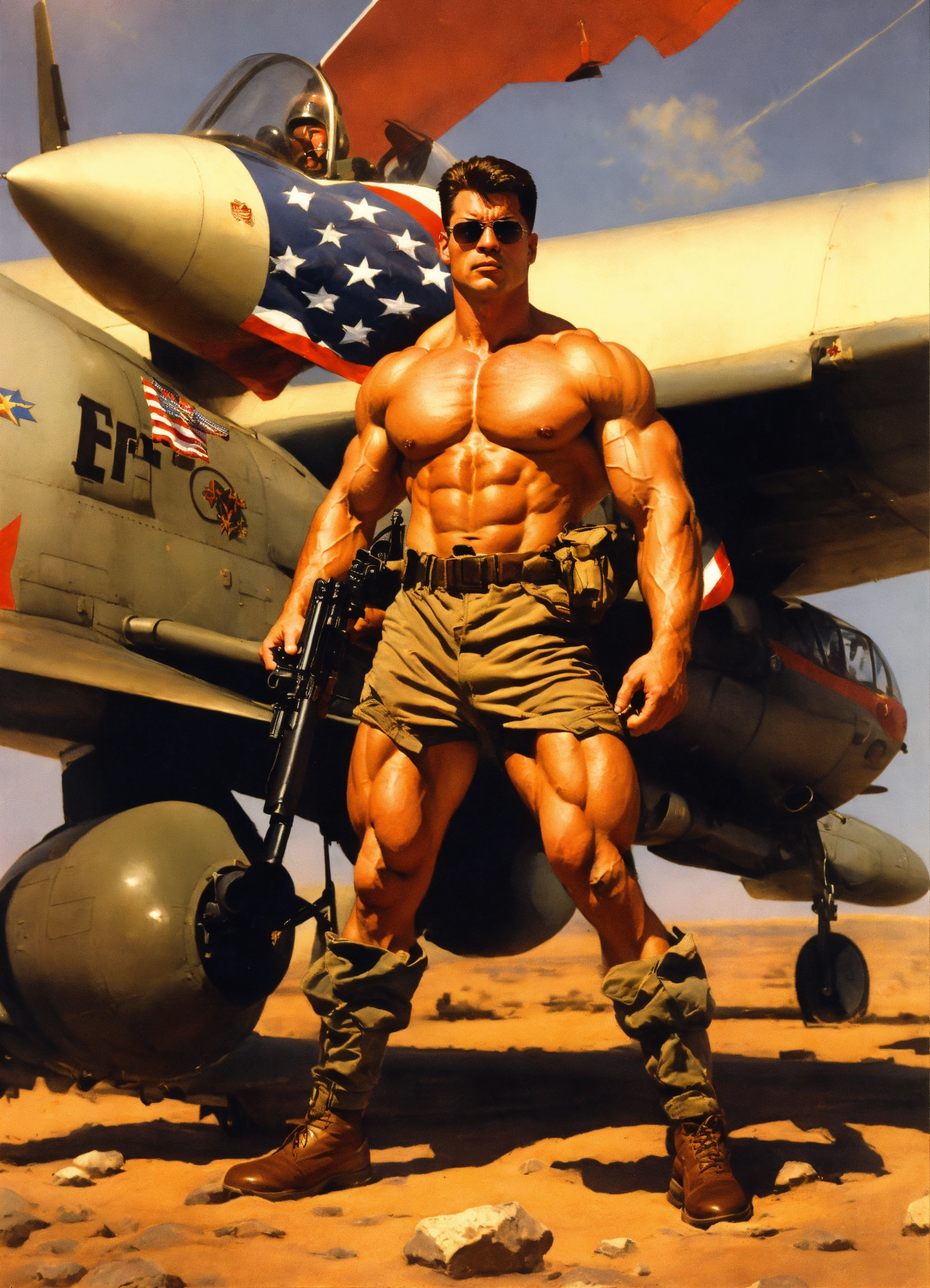 Lexica - Frank frazetta character, Top Gun, musclebound, patriotic ...