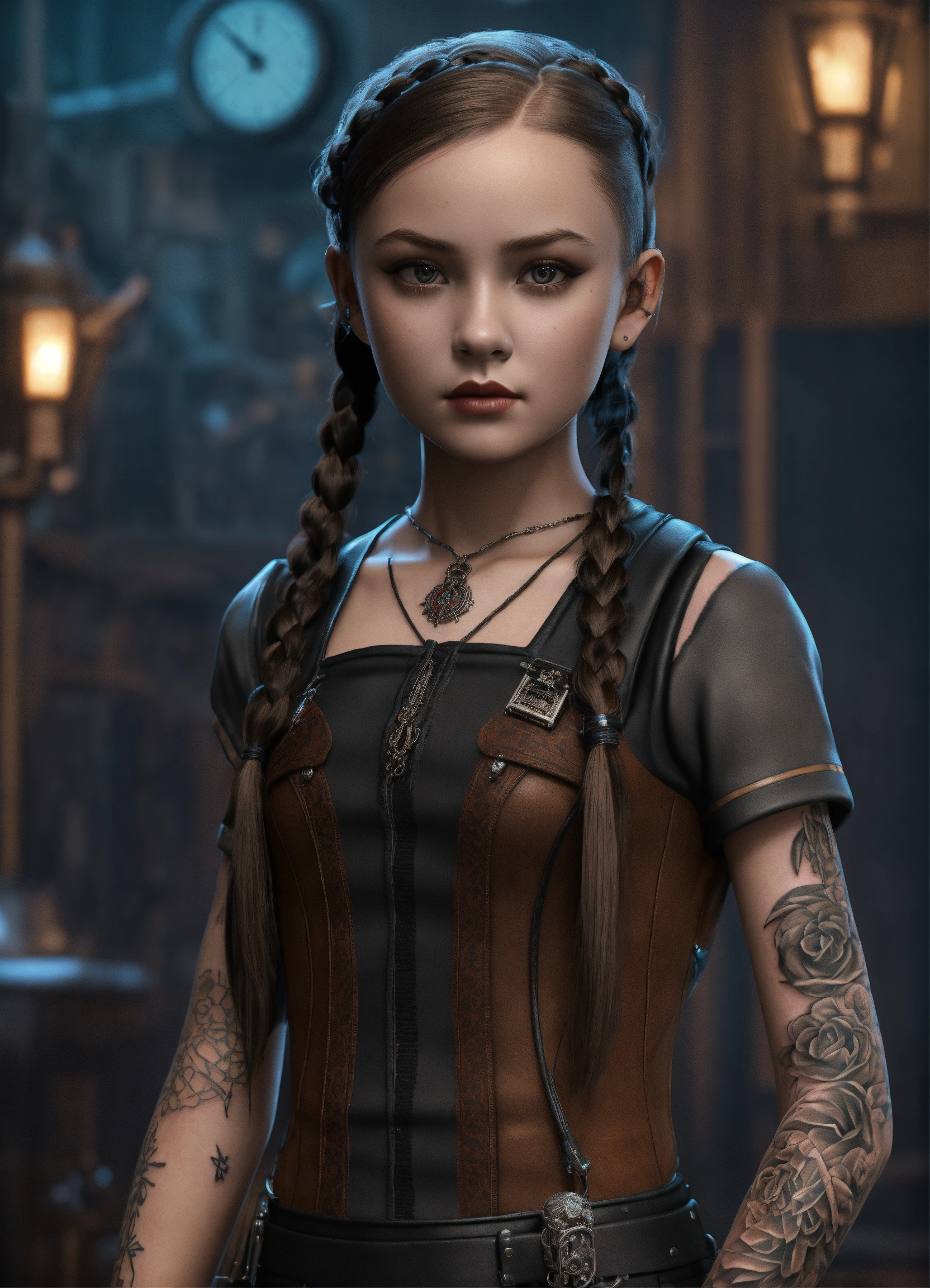 Lexica - Girl 12 years old, posture, standing in the center of the ...