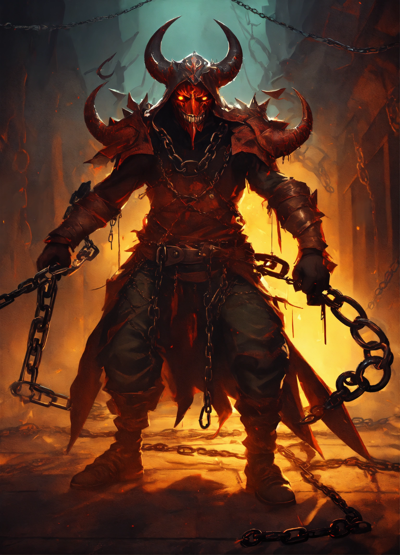 Lexica - A chain demon that wears an executioner mask, has long chains ...