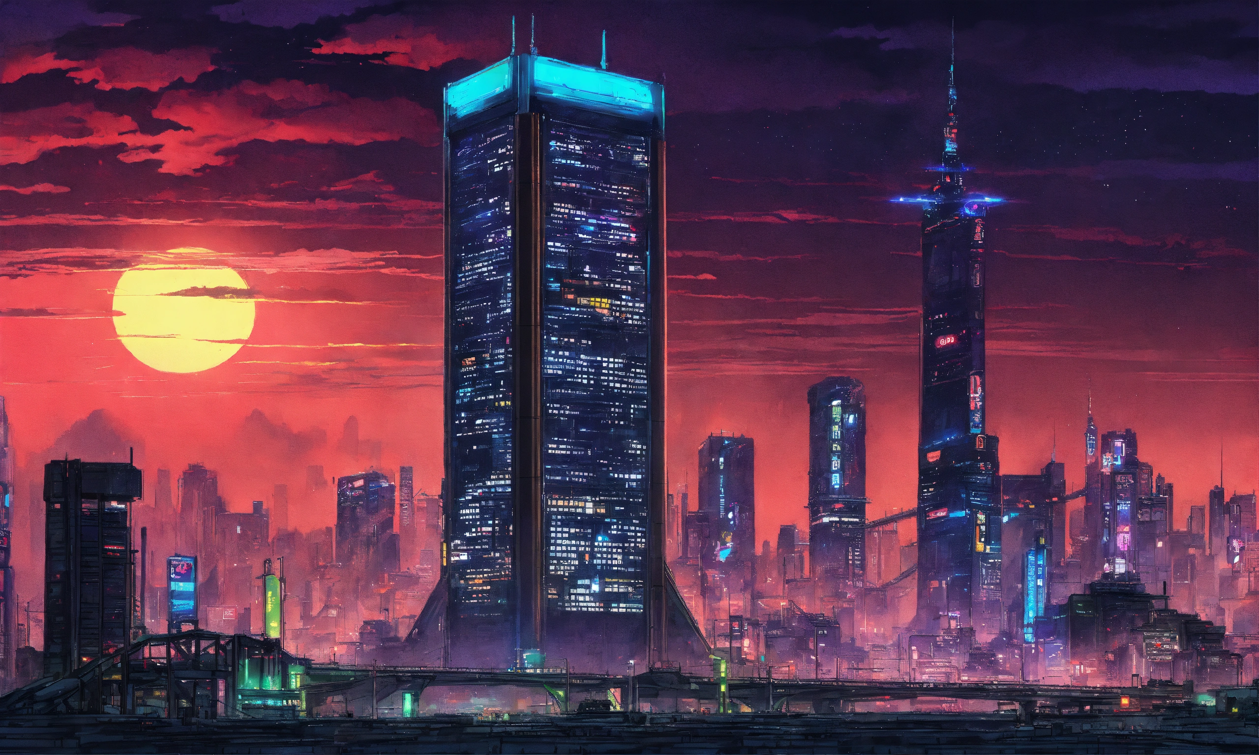 Lexica - Neo-Tokyo, 2D estilo anime y manga, de noche
