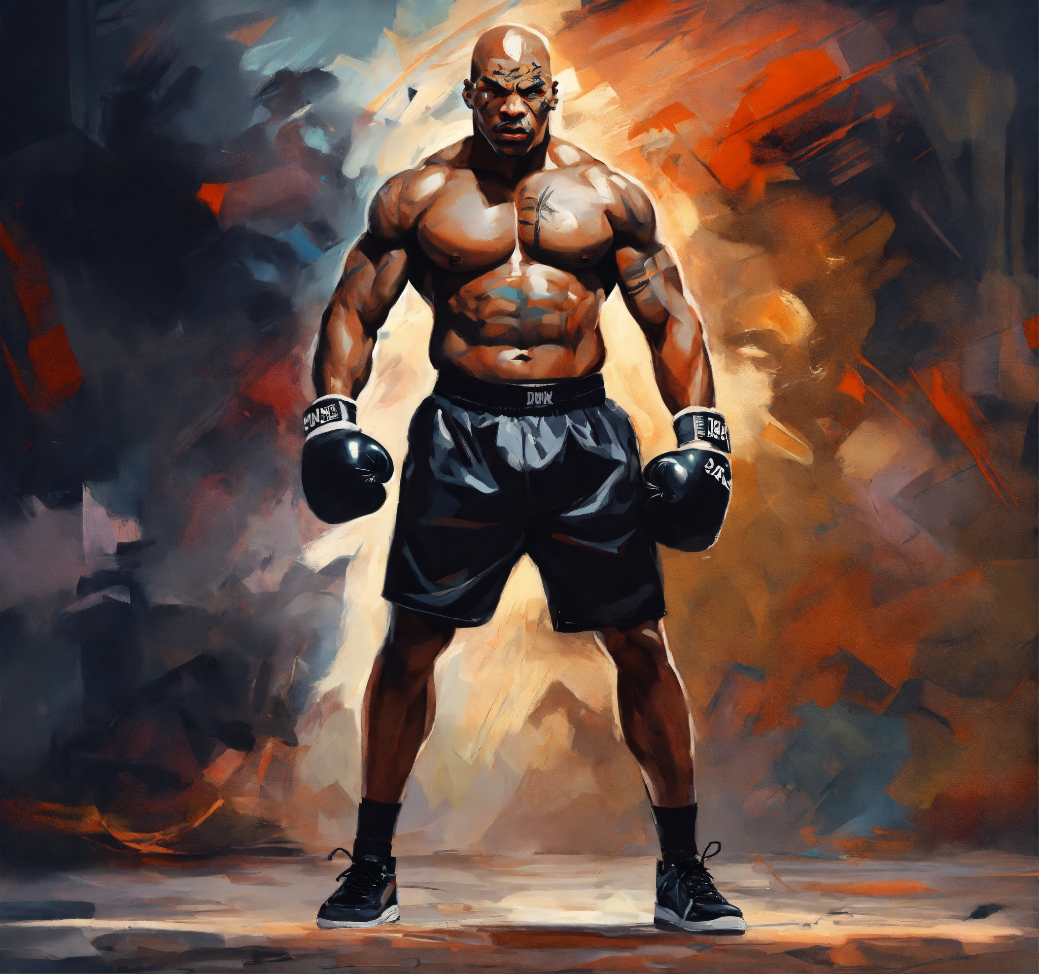 Lexica - Digital portrait of an anger muscular Mike Tyson with a bald ...