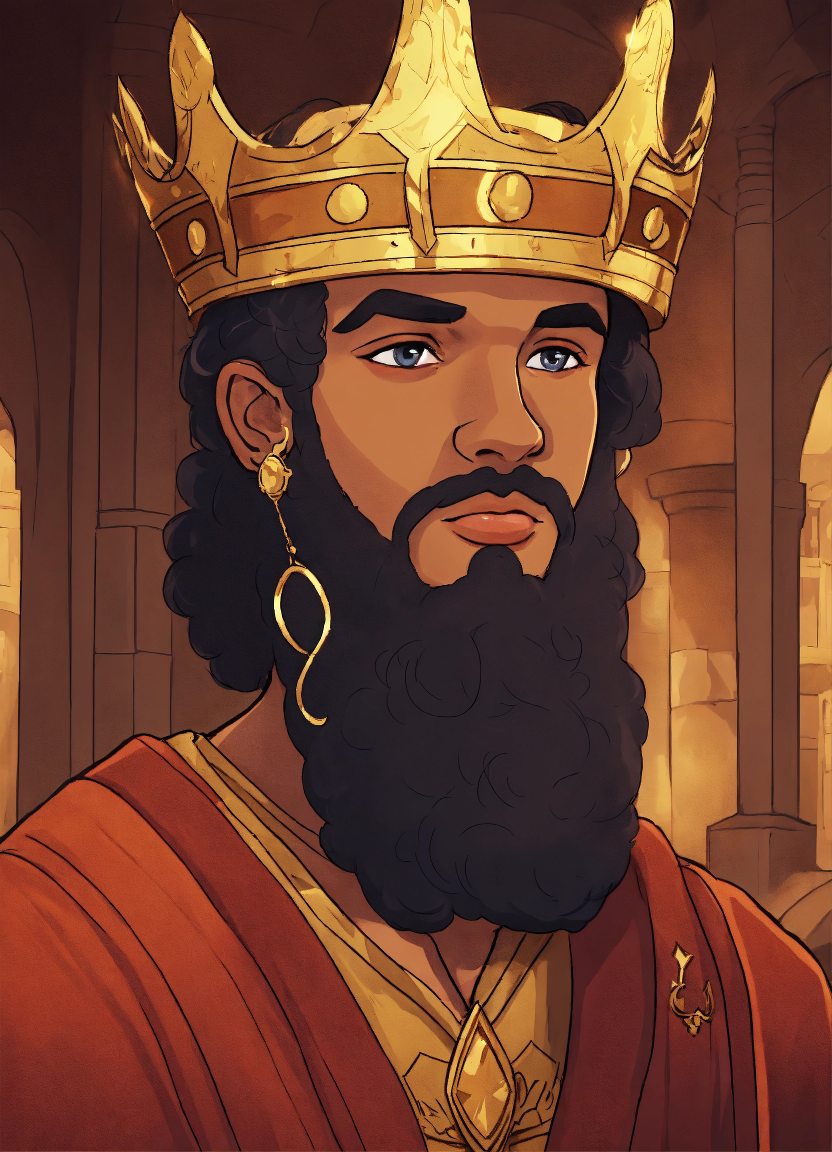 Lexica - 25 year old king jehoiachin from the bible, 2d cartoon, face ...