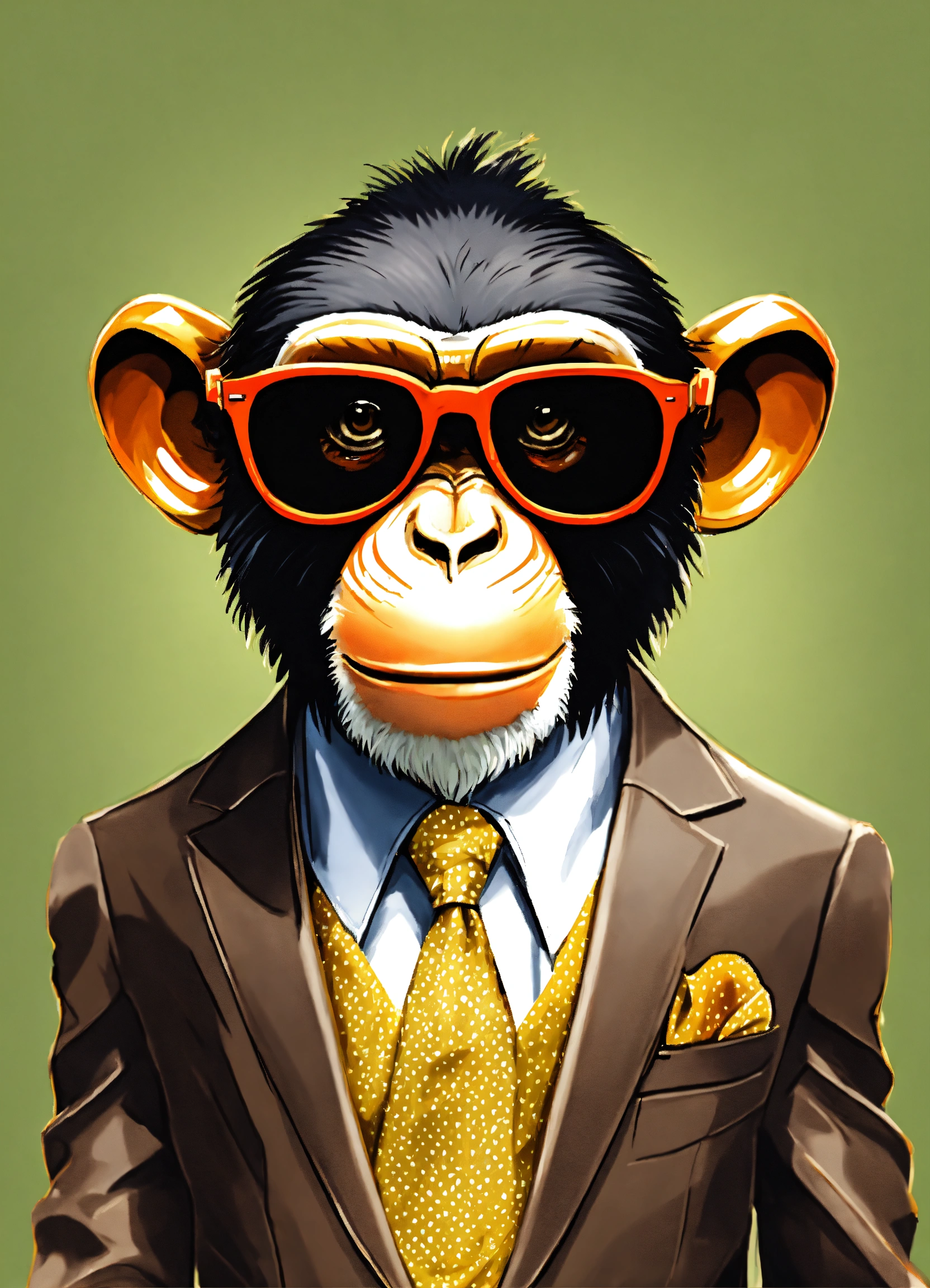 Lexica - Cool cartoon monkey in suit and shades with clear background