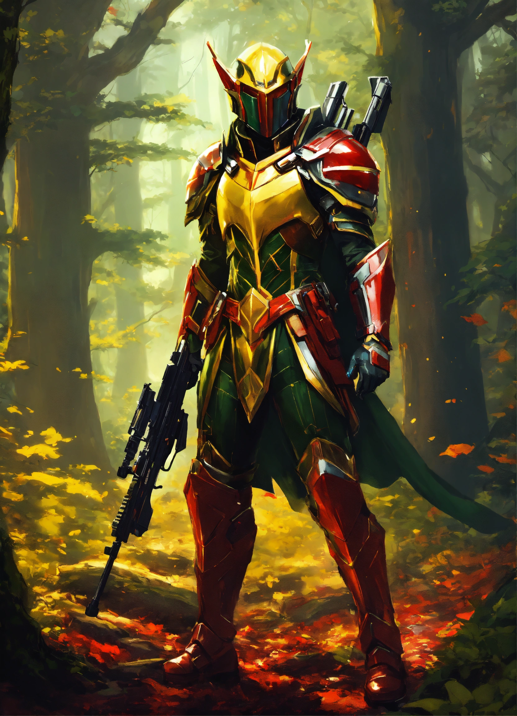 Lexica - High elf sci fi soldier wearing sleek sci fi armor, dark green ...