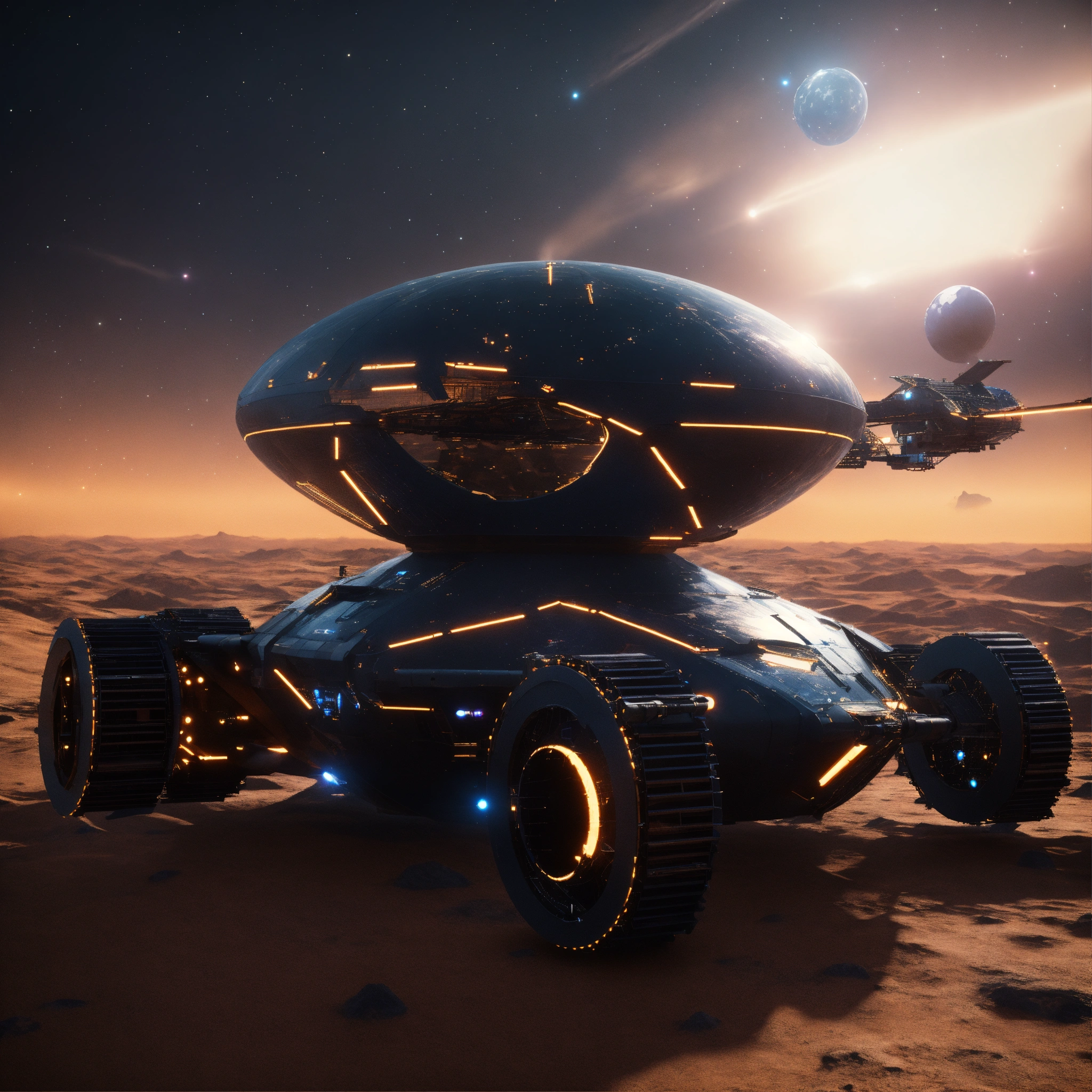 Lexica - Long black bio-robotic space craft appear in the sky from ...