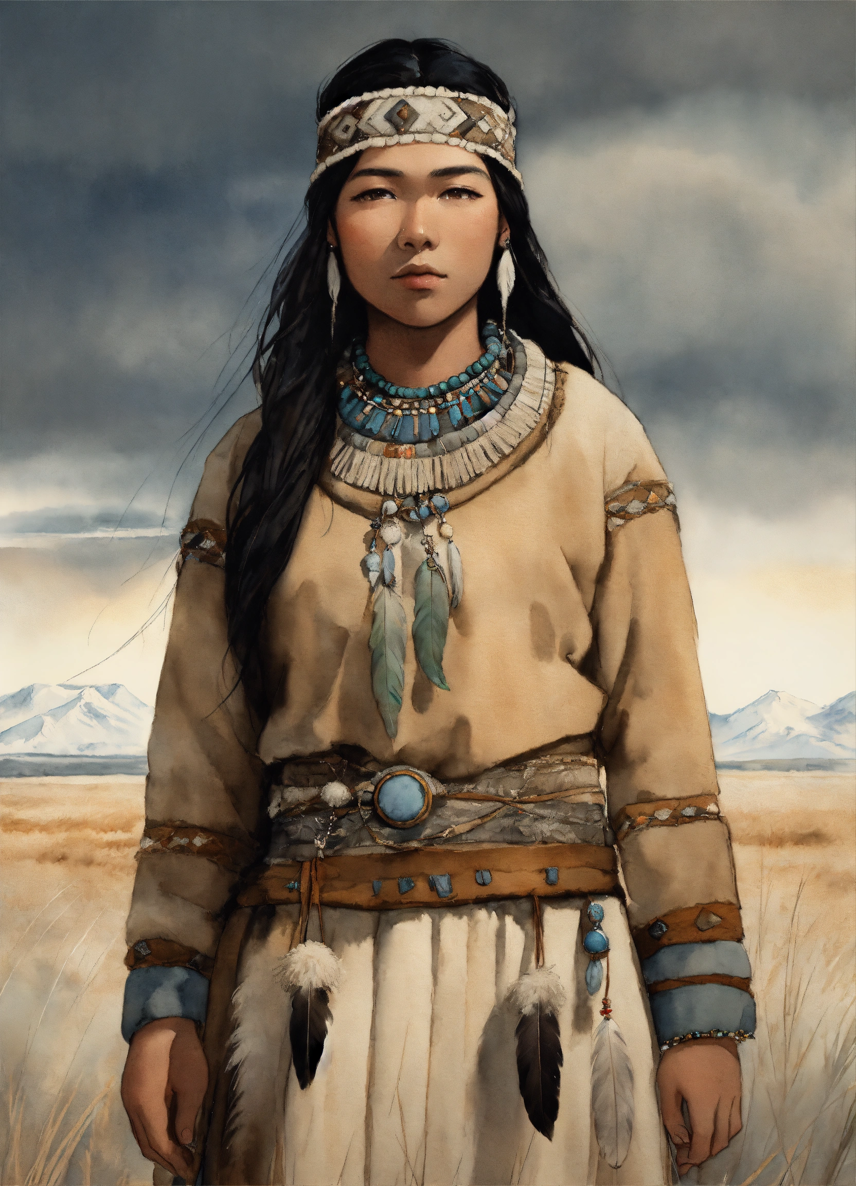 Lexica - Full body Illustration of an inuit woman, young, 18 years old ...