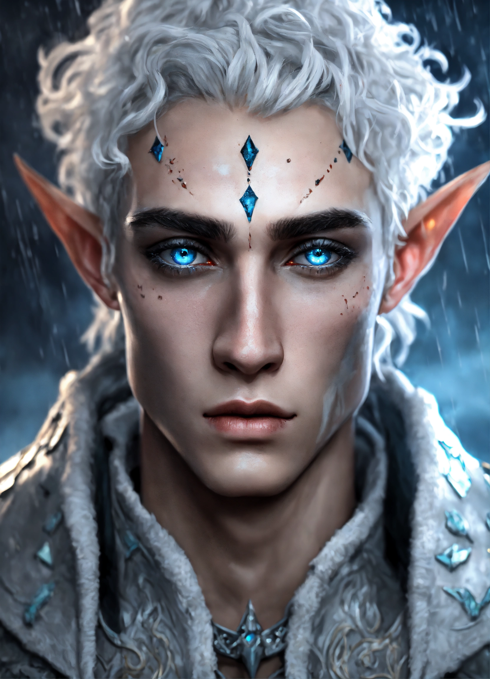Lexica - Fantasy portrait of a ash-grey skinned elf, masculine ...