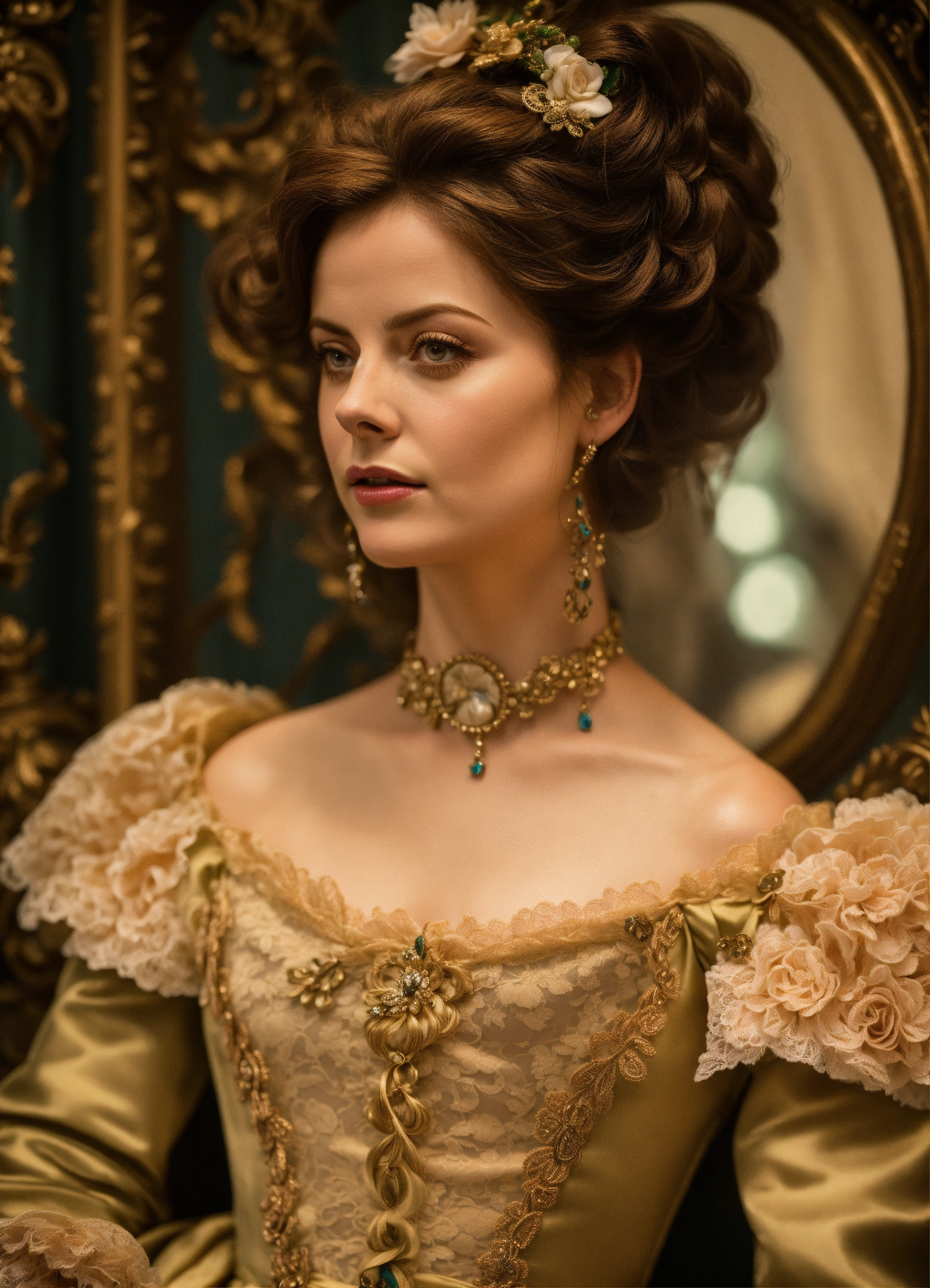 Lexica - "Rococo Clara Oswald", huge rococo hair, time travel ...