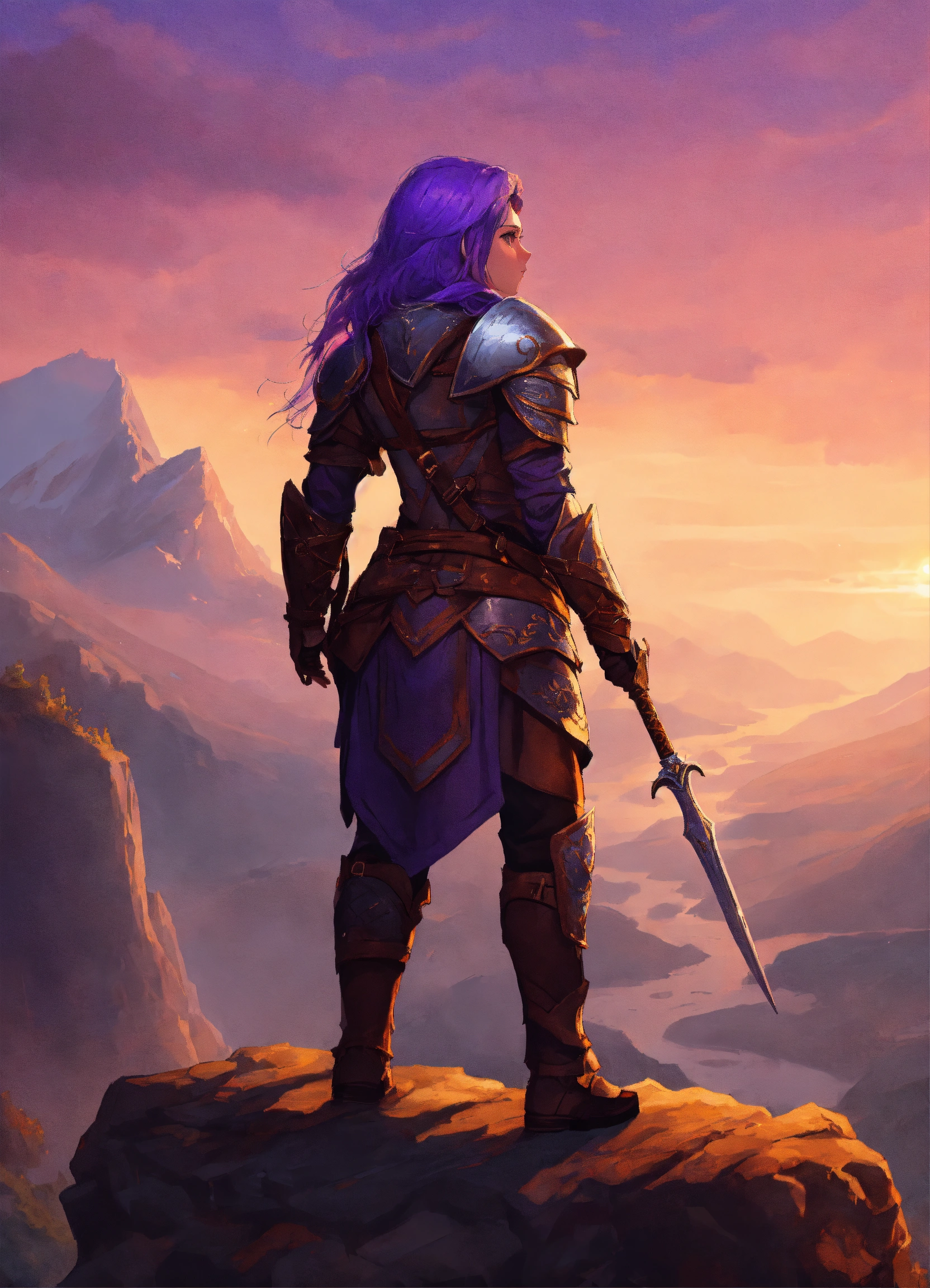 Lexica - Female sturdy Dwarf Cleric, with purple hair, wearing armor ...