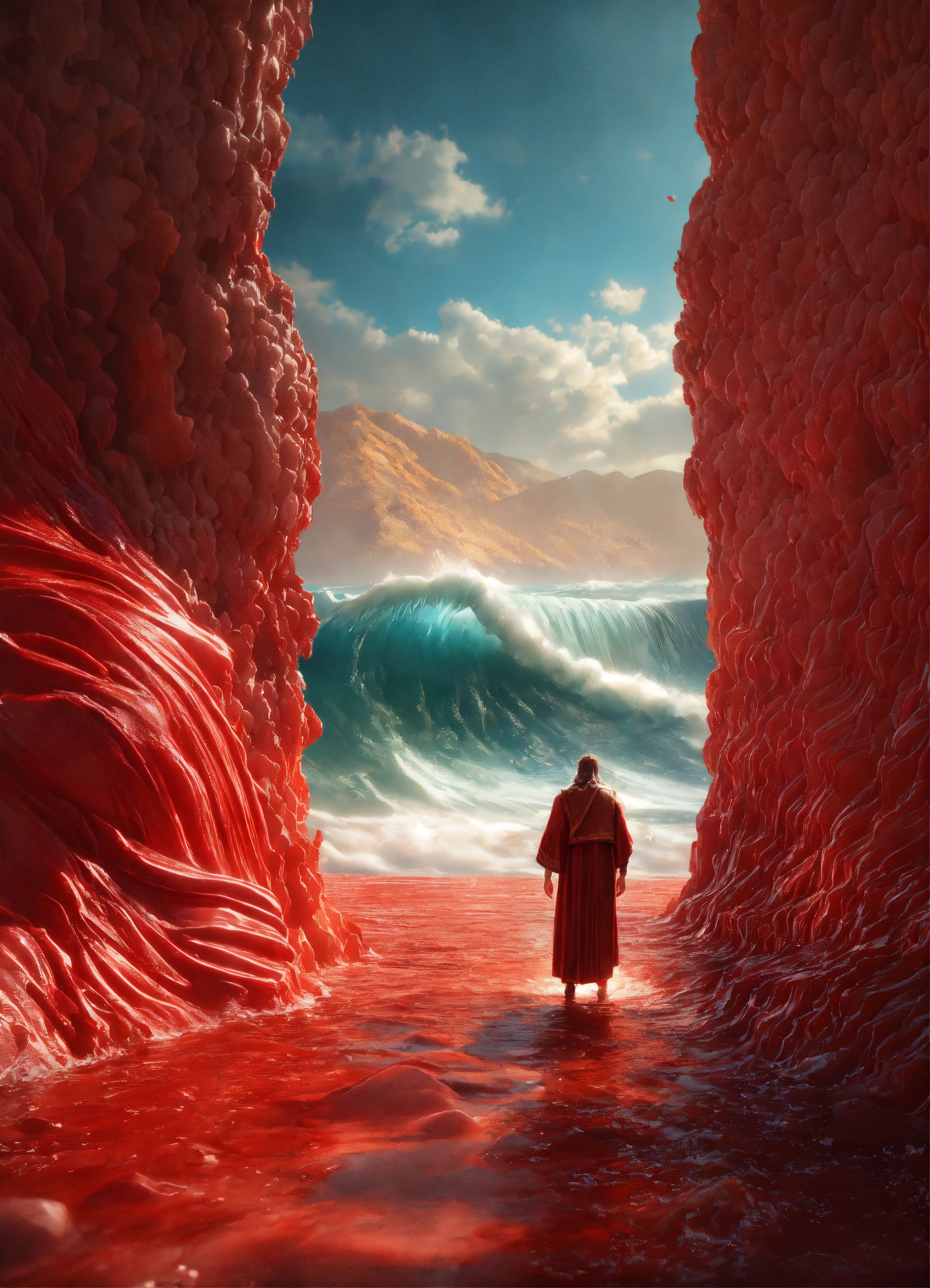 Lexica - Biblical story Moses parting the Red Sea, perfect composition ...