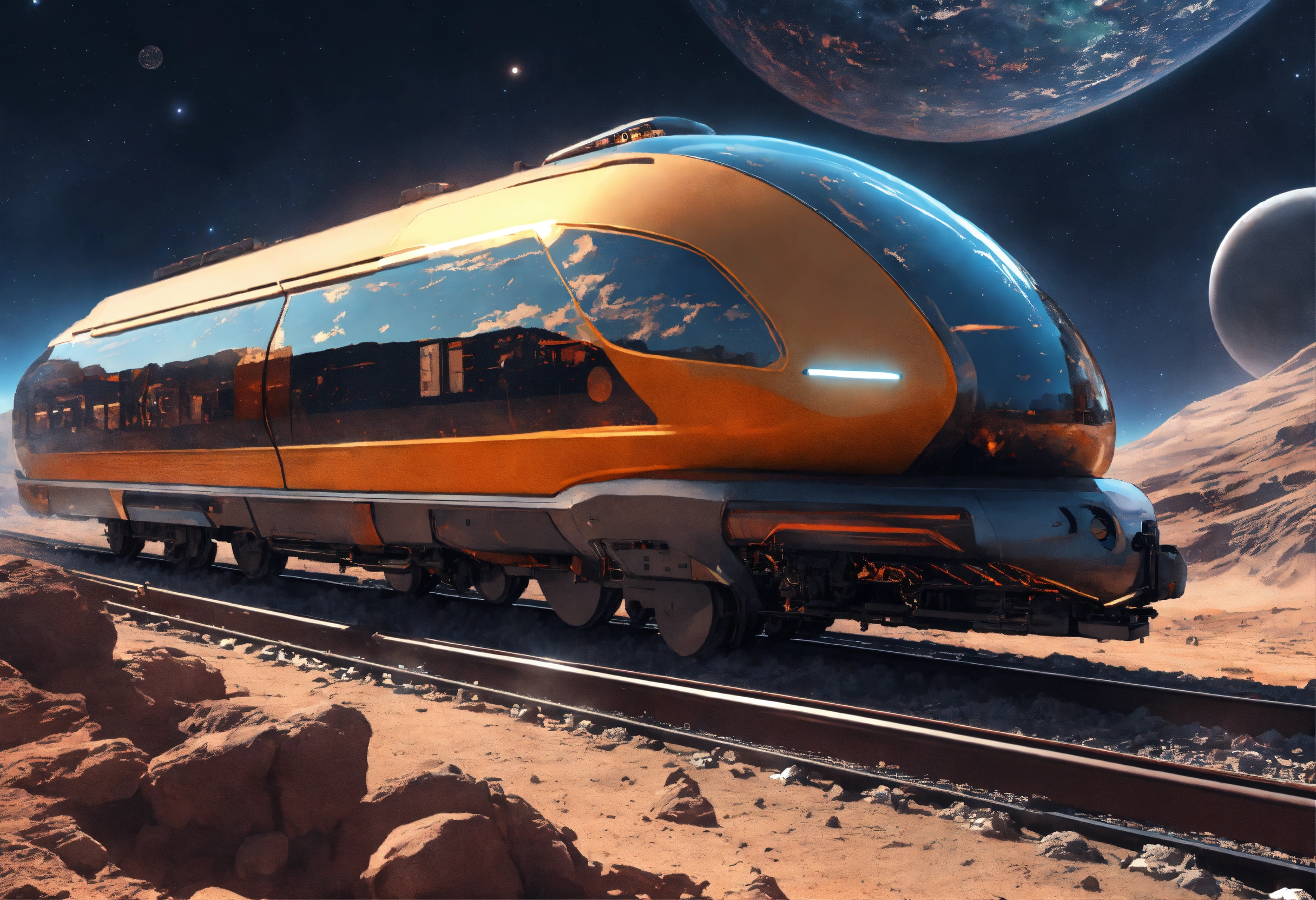 Lexica - High quality,quality8k,Train of the future running in outer ...