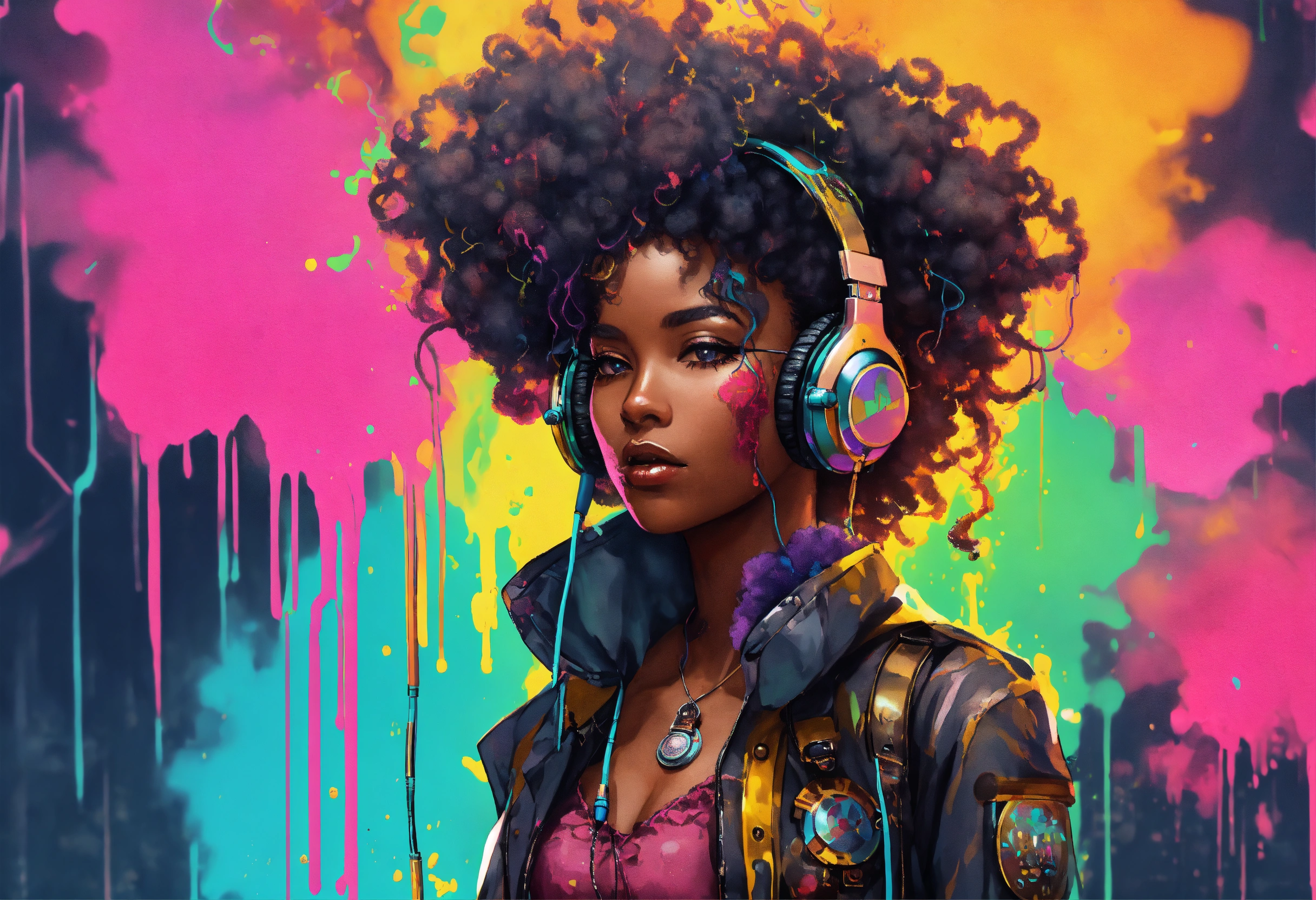 Lexica - Full body rendition of a Gothic-punk African American deep ...