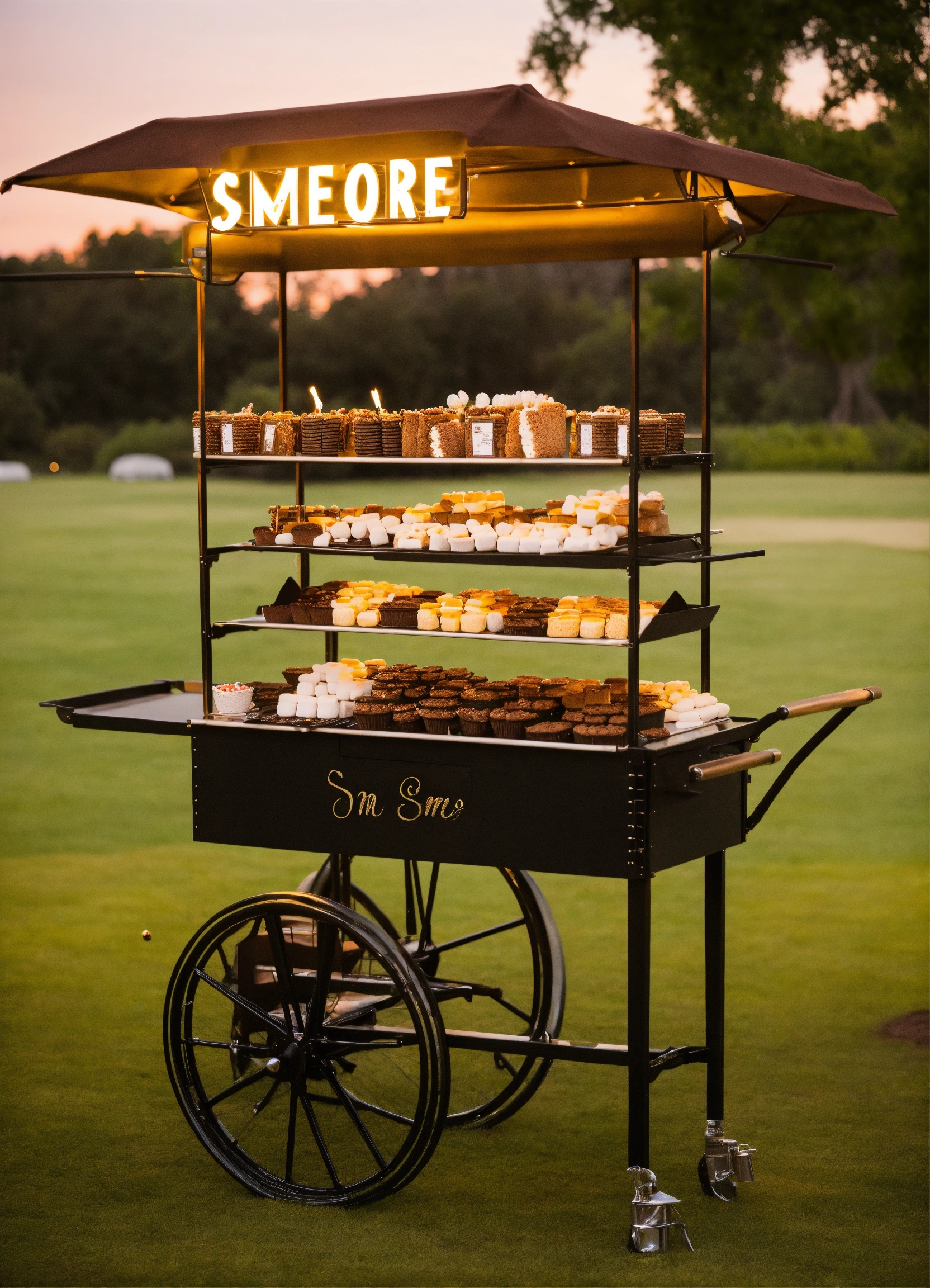 Lexica - S'more cart offering a selection of S'mores-inspired desserts and beverages.