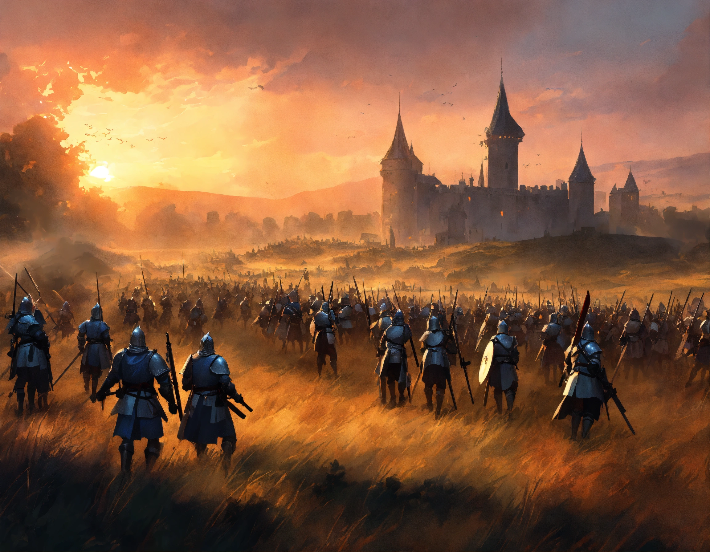 Lexica - Concept art of a medieval battleground with knights holding ...