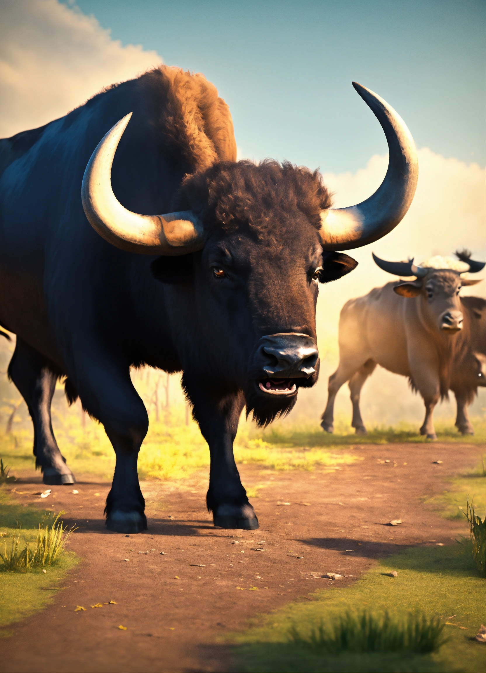 Lexica - 3d style animation cartoon killed buffalo knock down attack on ...