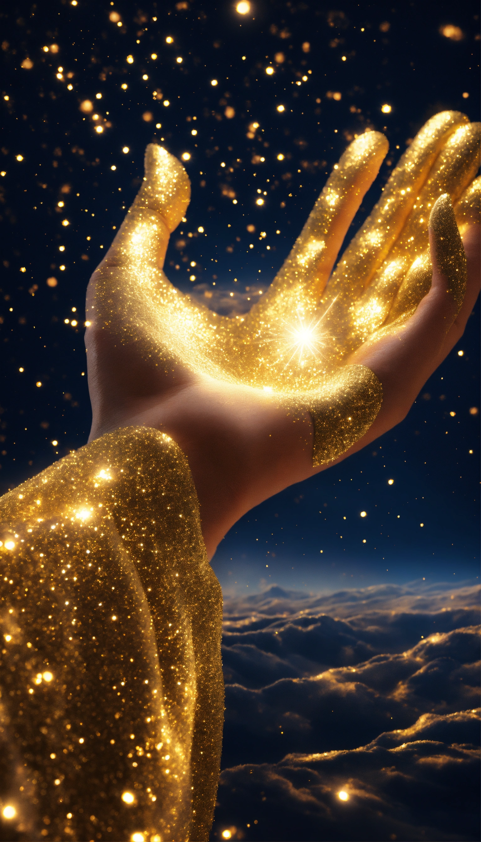 Lexica - Large, detailed and luminous hands of God emerging from a ...