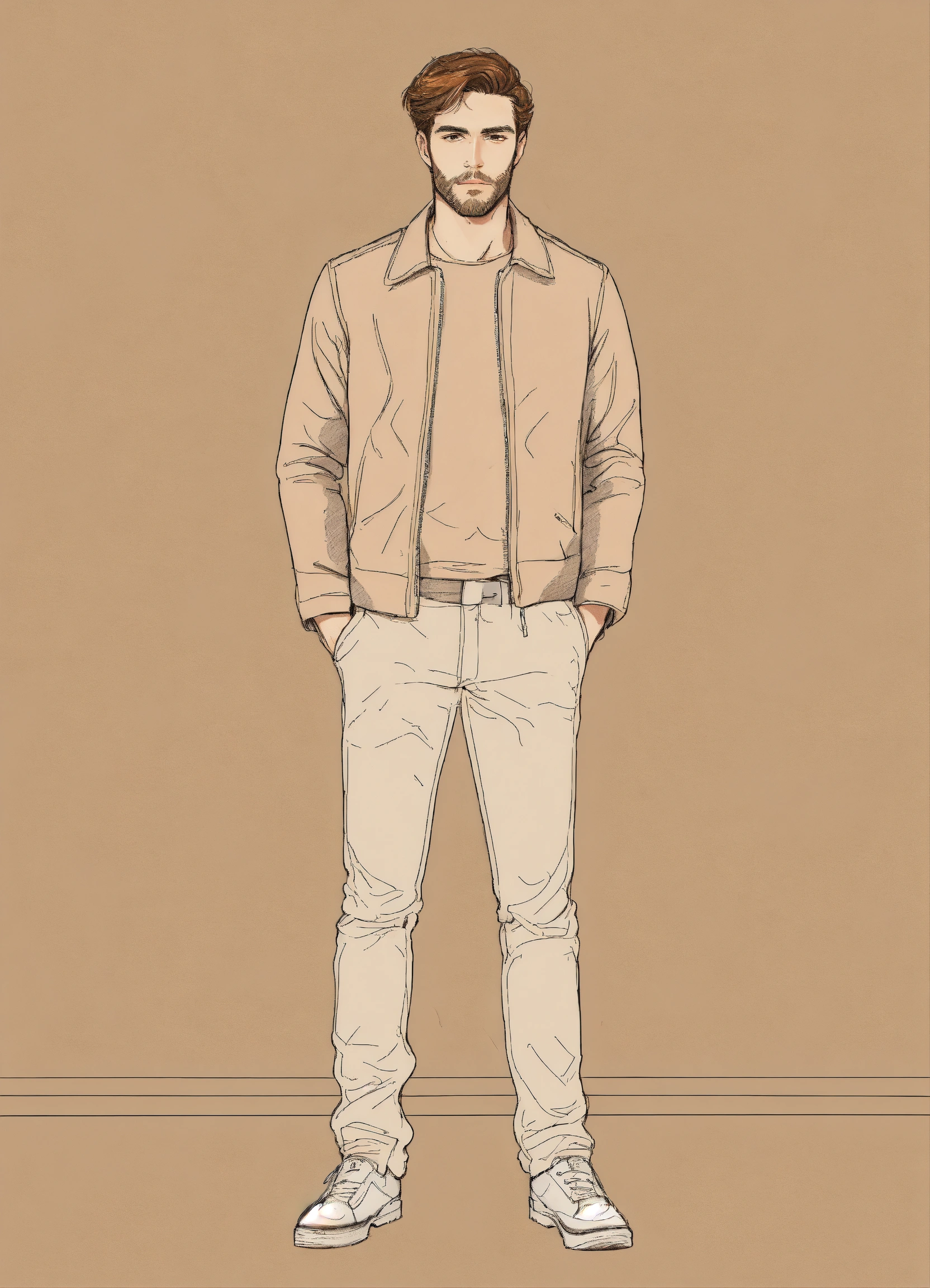 Lexica - An outline pencil drawing of a brown haired handsome man ...