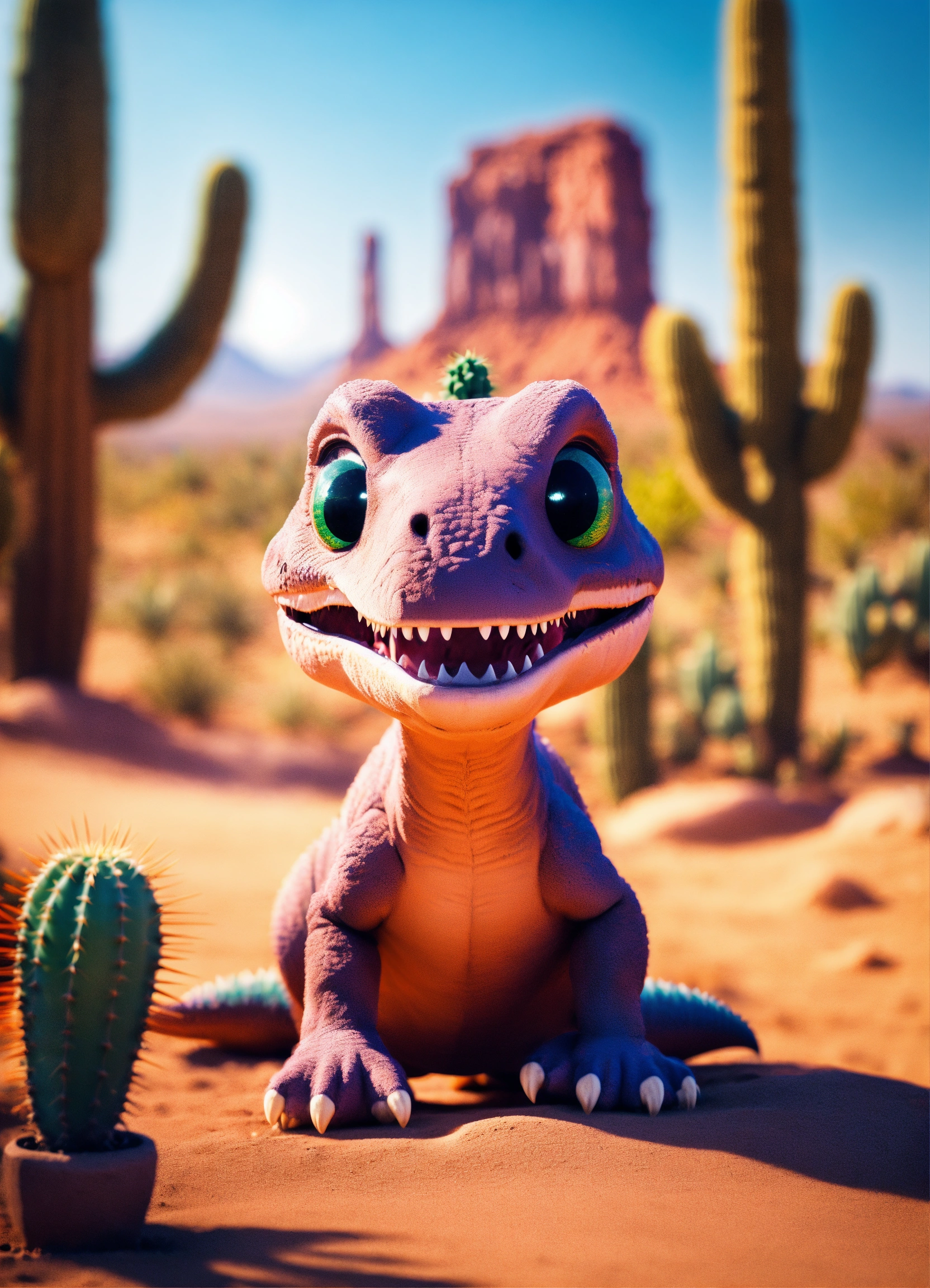 Lexica - An adorable and fluffy t-rex dinosaur with big color eyes, in ...