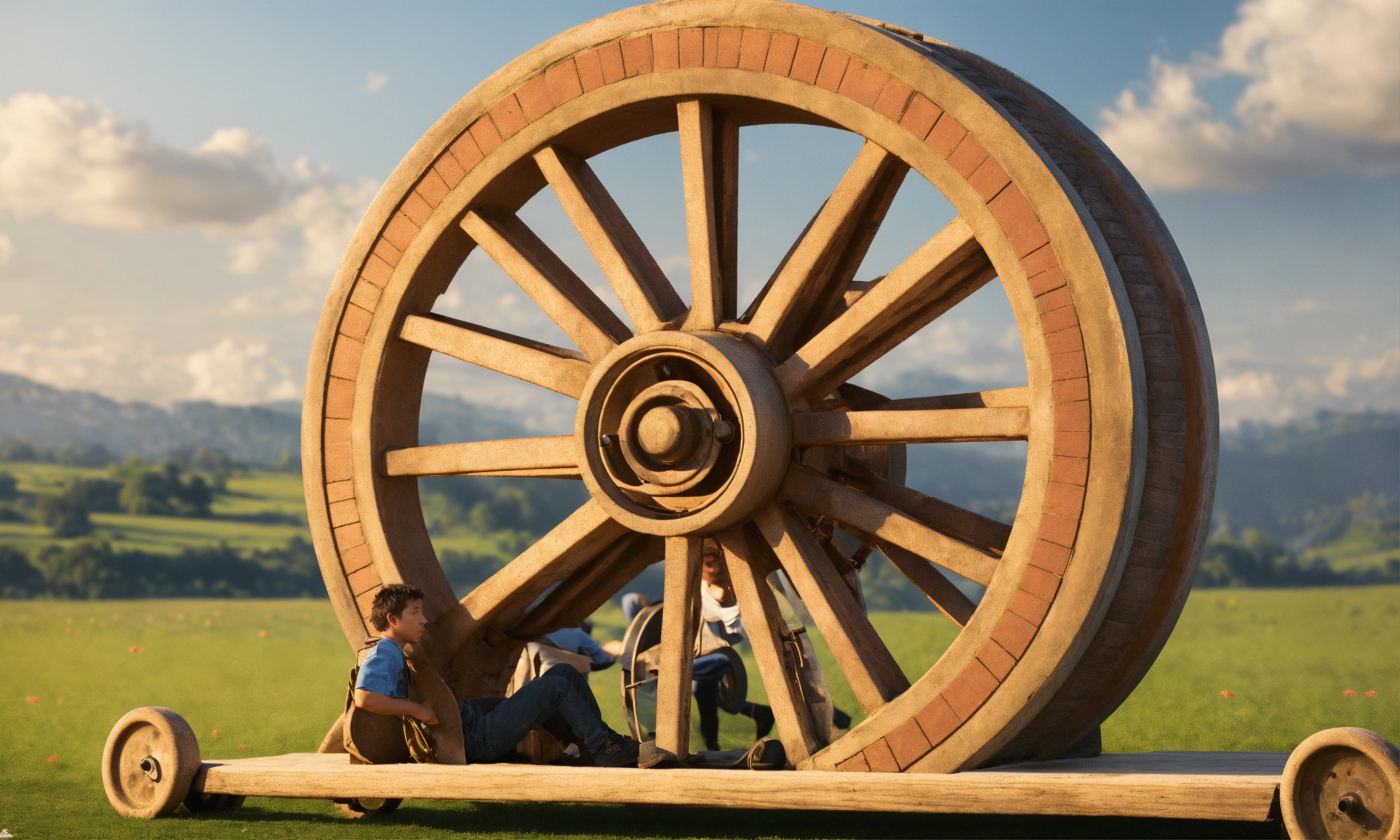 Lexica - Create an visual featuring a massive wheel, resembling a ...