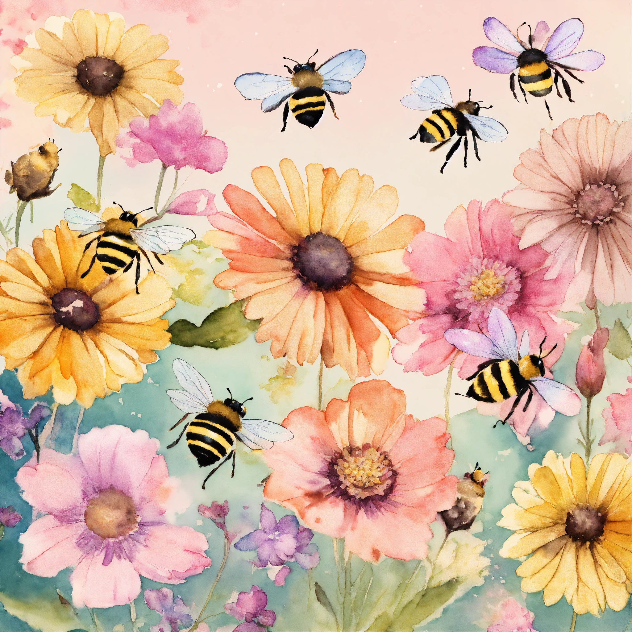 Lexica - Shabby chic dreamy mist pastel junk journals Clipart Watercolor Bees Clipart Bees ...