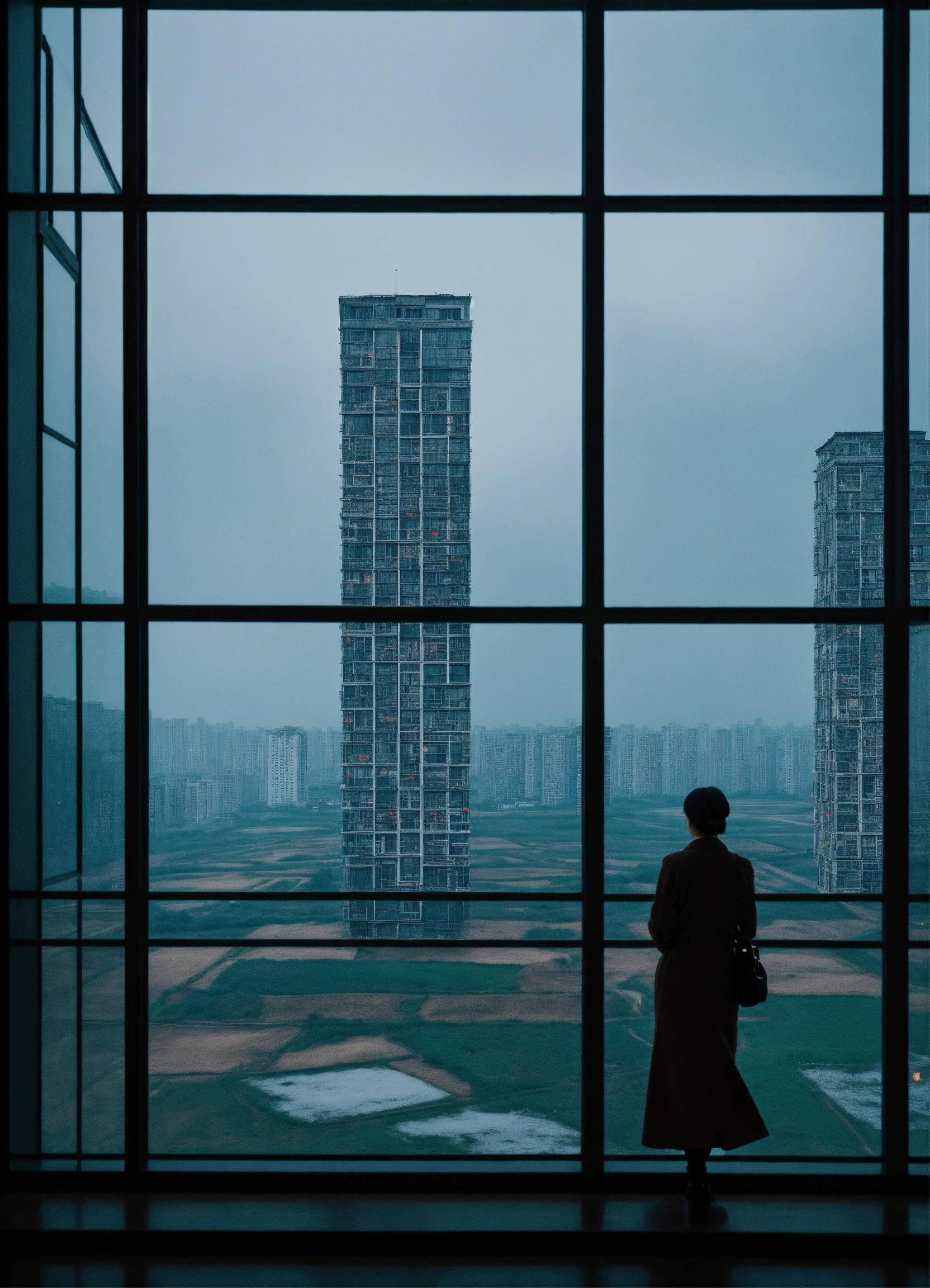 Lexica - Some people look over tall building windows, in the style of ...