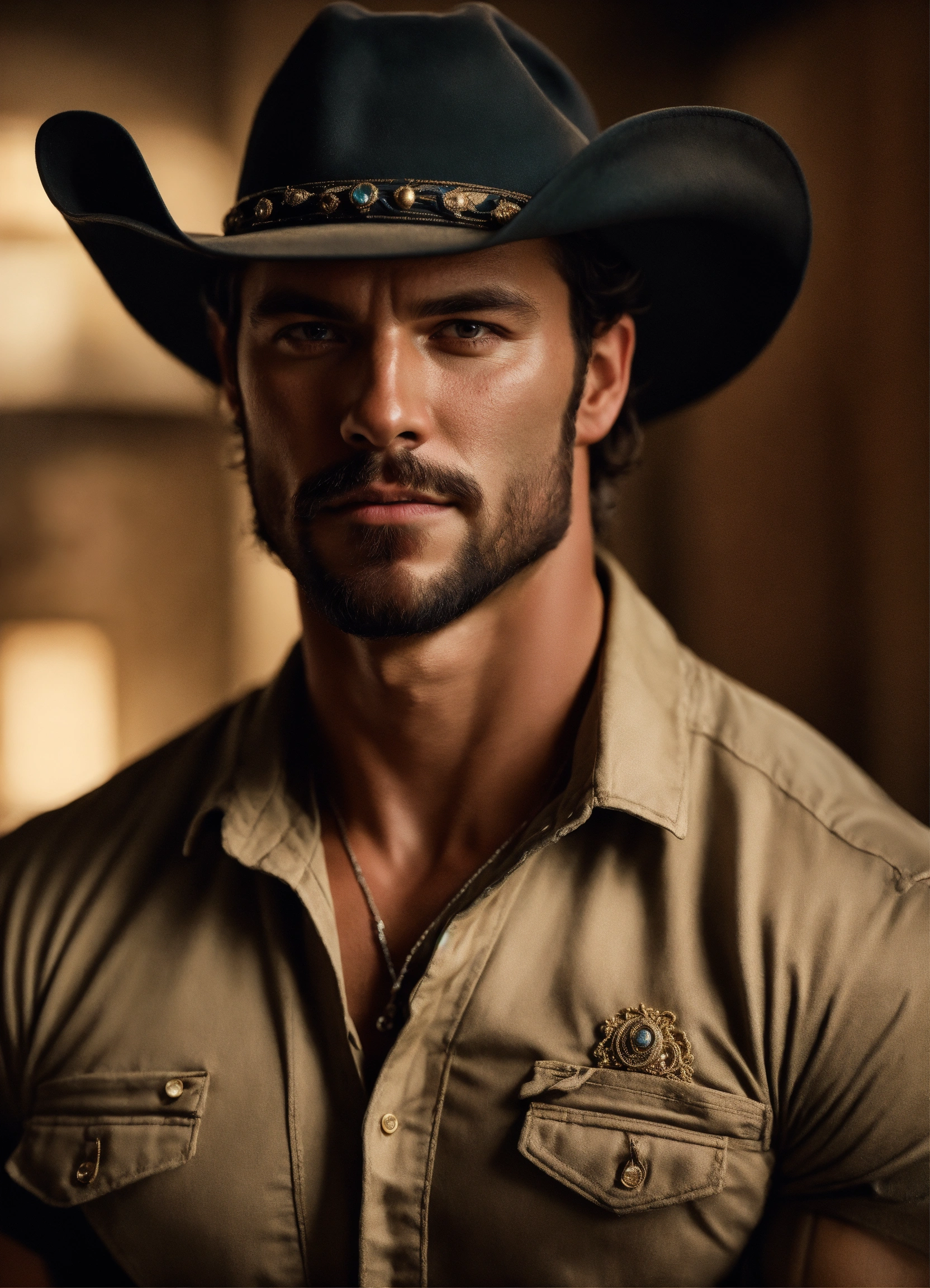 Lexica - Portrait of a stunningly beautiful cowboy in soft light ...