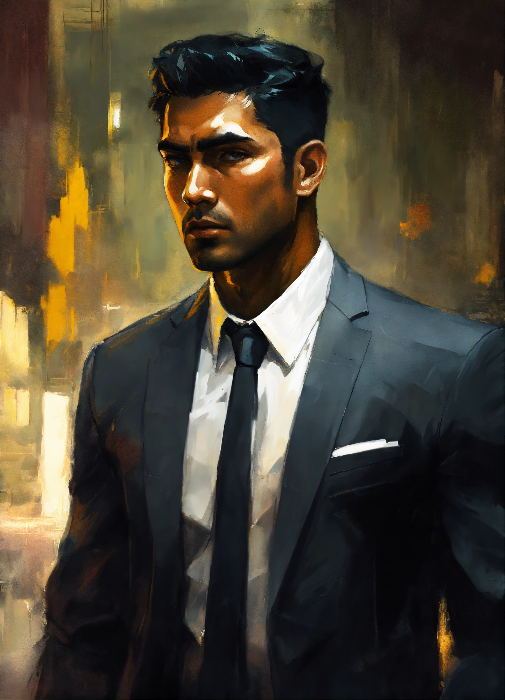 Lexica - Noir high Tech male southeast Asian Indian, bodyguard, smart ...
