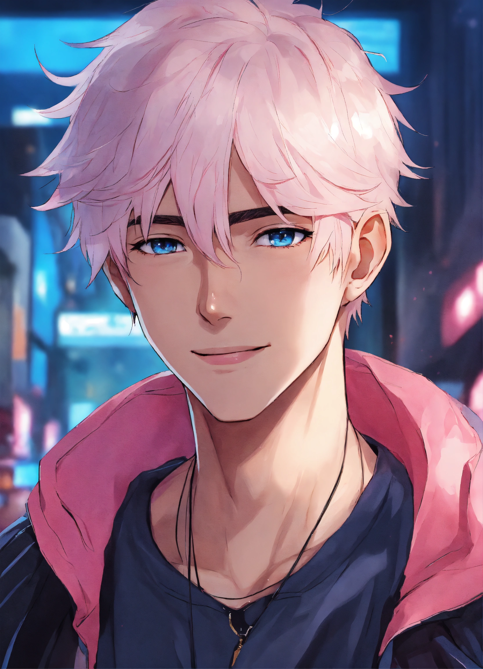 Lexica - Anime cartoon artwork of a 28 year old boy with short white ...