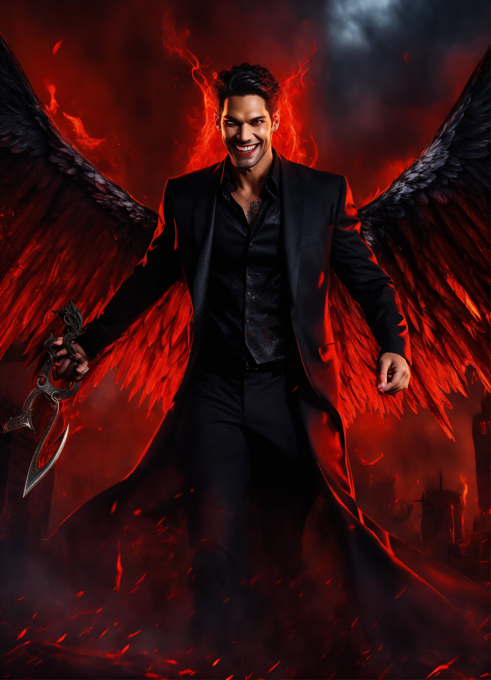 Lexica - Lucifer as an angel, evil grin, evil smile, sinister vibes ...