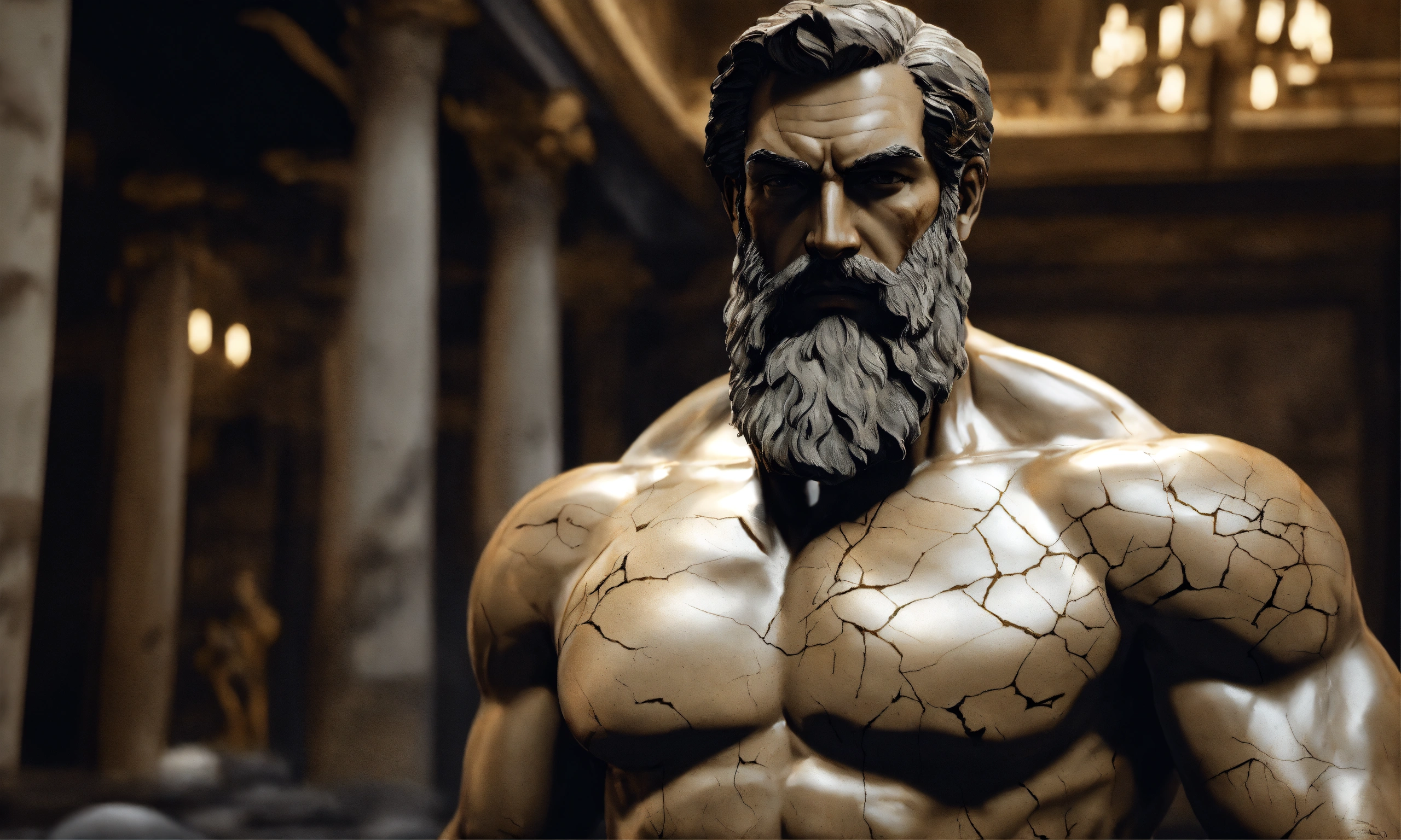 Lexica - A muscular statue of a strong Greek man with a beard and scars ...