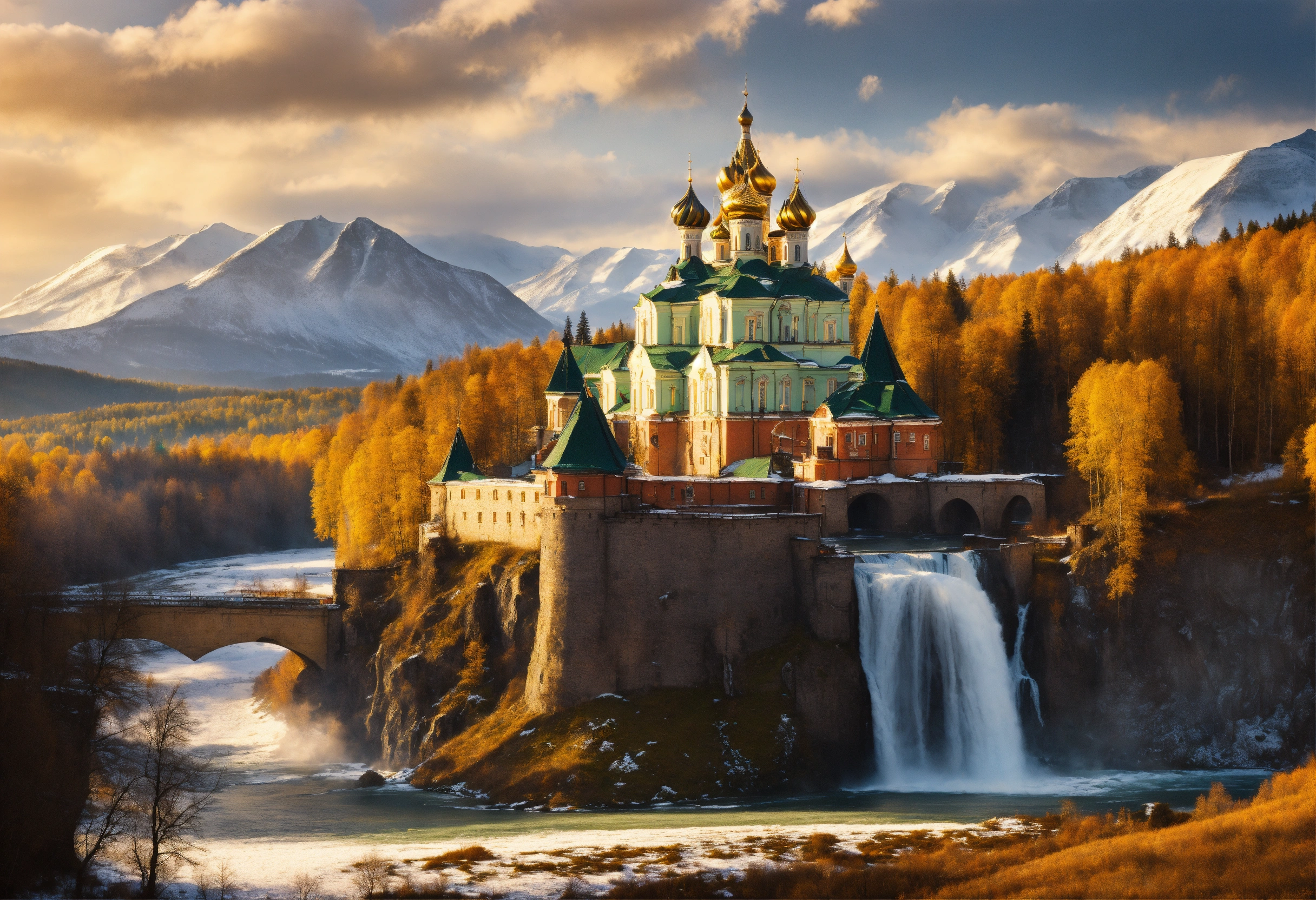 Lexica - Russian landscapes, castle gold roof and winter natures, snowy ...