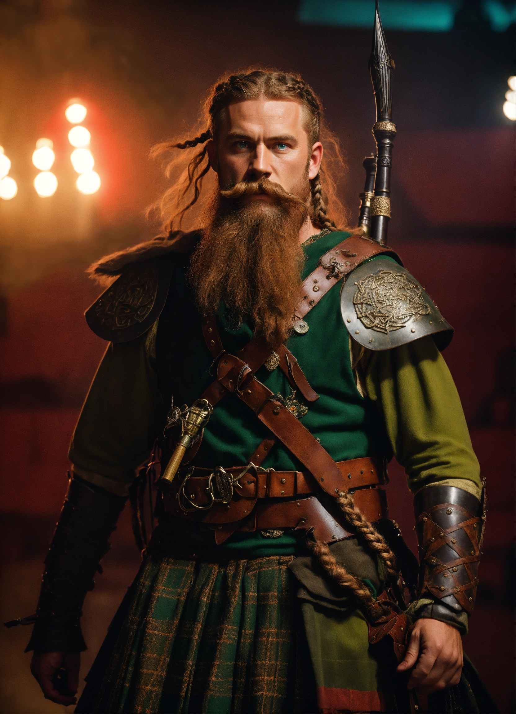 Lexica - D&D Celtic warrior with kilt and muted green armor, bagpipes ...